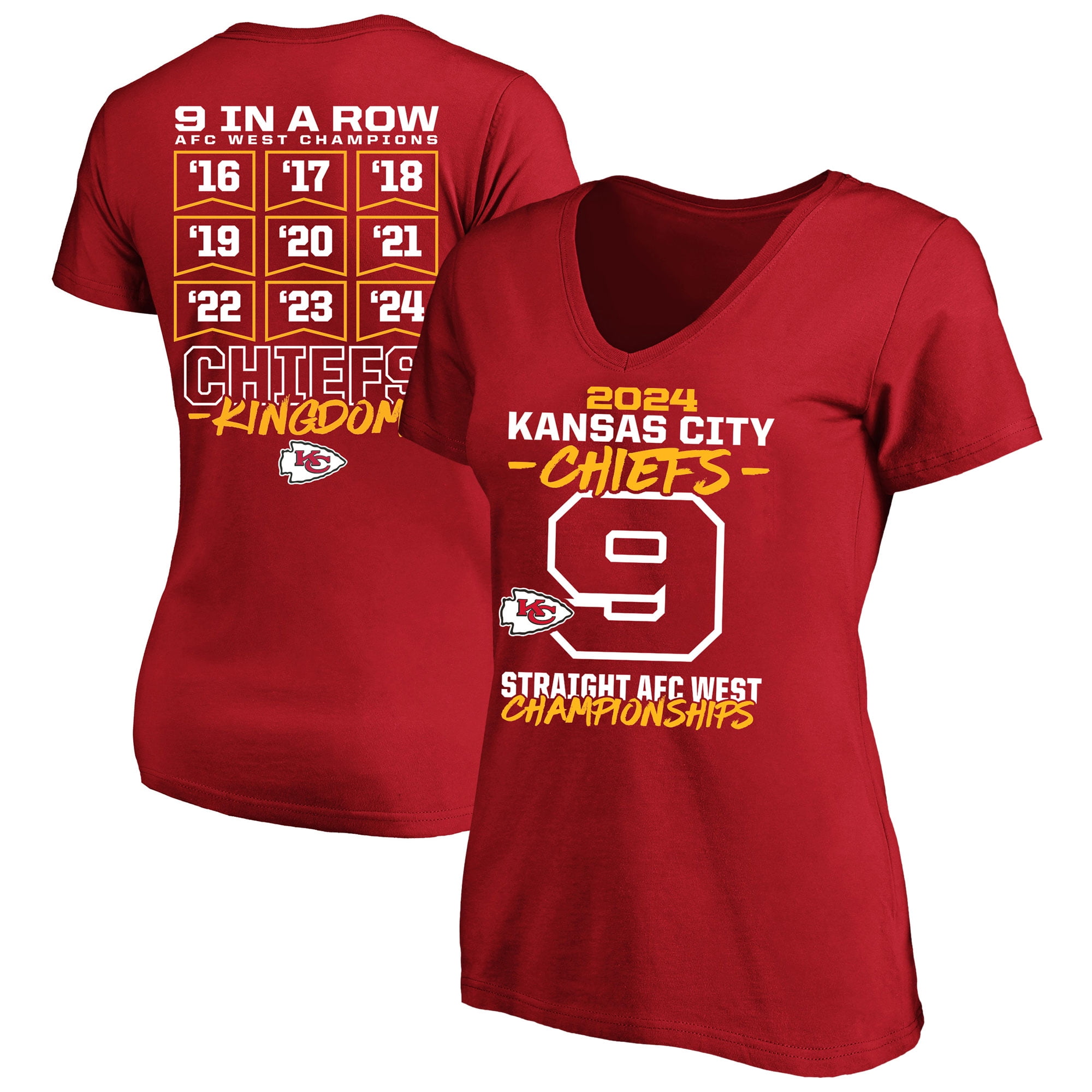 Women's Fanatics Red Kansas City Chiefs Nine-Straight AFC West Division ...