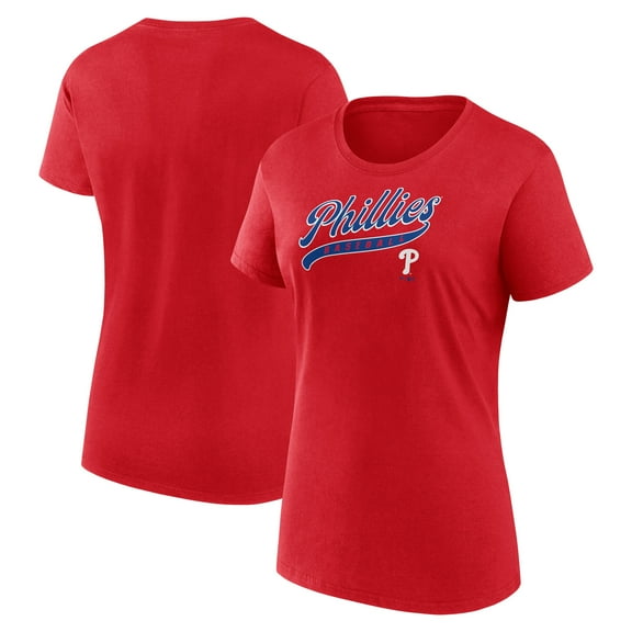 Philadelphia Phillies Women's Red Out Run Bi-Blend Rolled Cuff T-Shirt ...