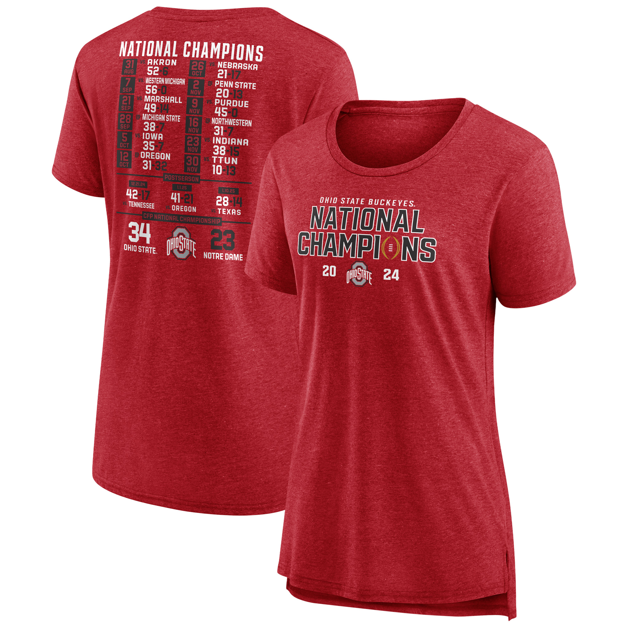 Women's Fanatics Scarlet Ohio State Buckeyes College Football Playoff ...