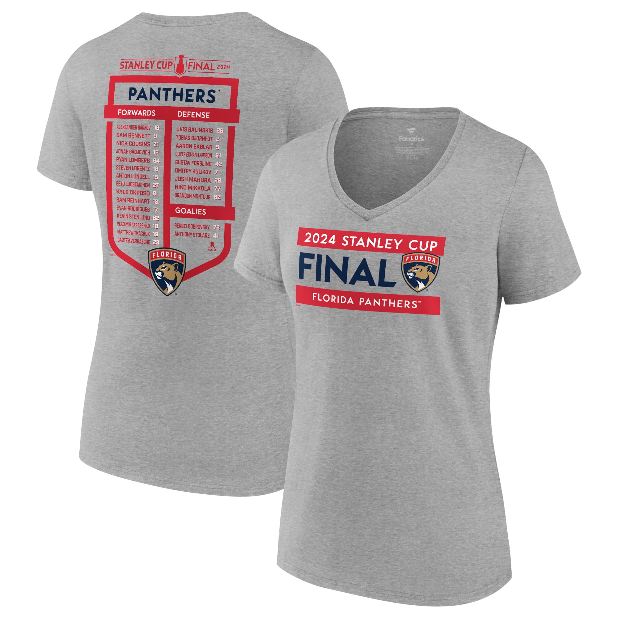 Women's Fanatics Steel Florida Panthers 2024 Stanley Cup Final Roster V ...