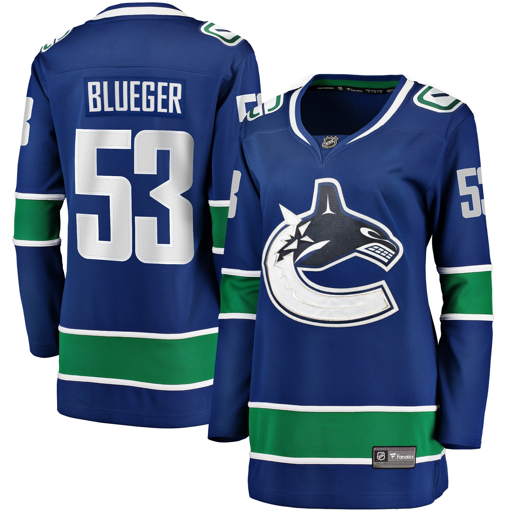 Women's Fanatics Teddy Blueger Blue Vancouver Canucks Home Breakaway ...