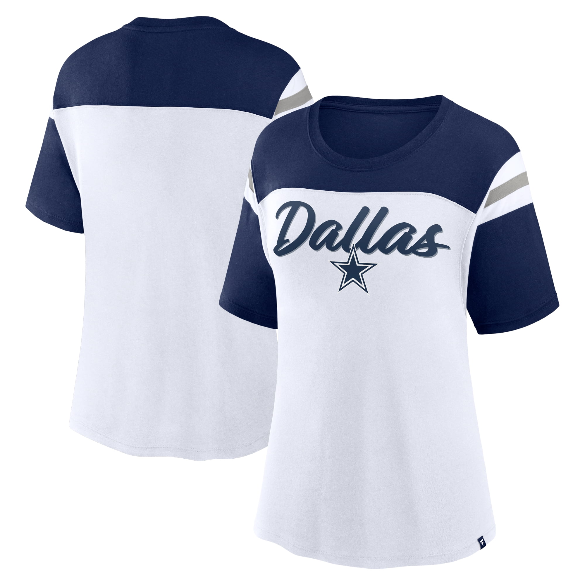 Women's Fanatics White/Navy Dallas Cowboys Cheer Chant Fashion Crop Top ...
