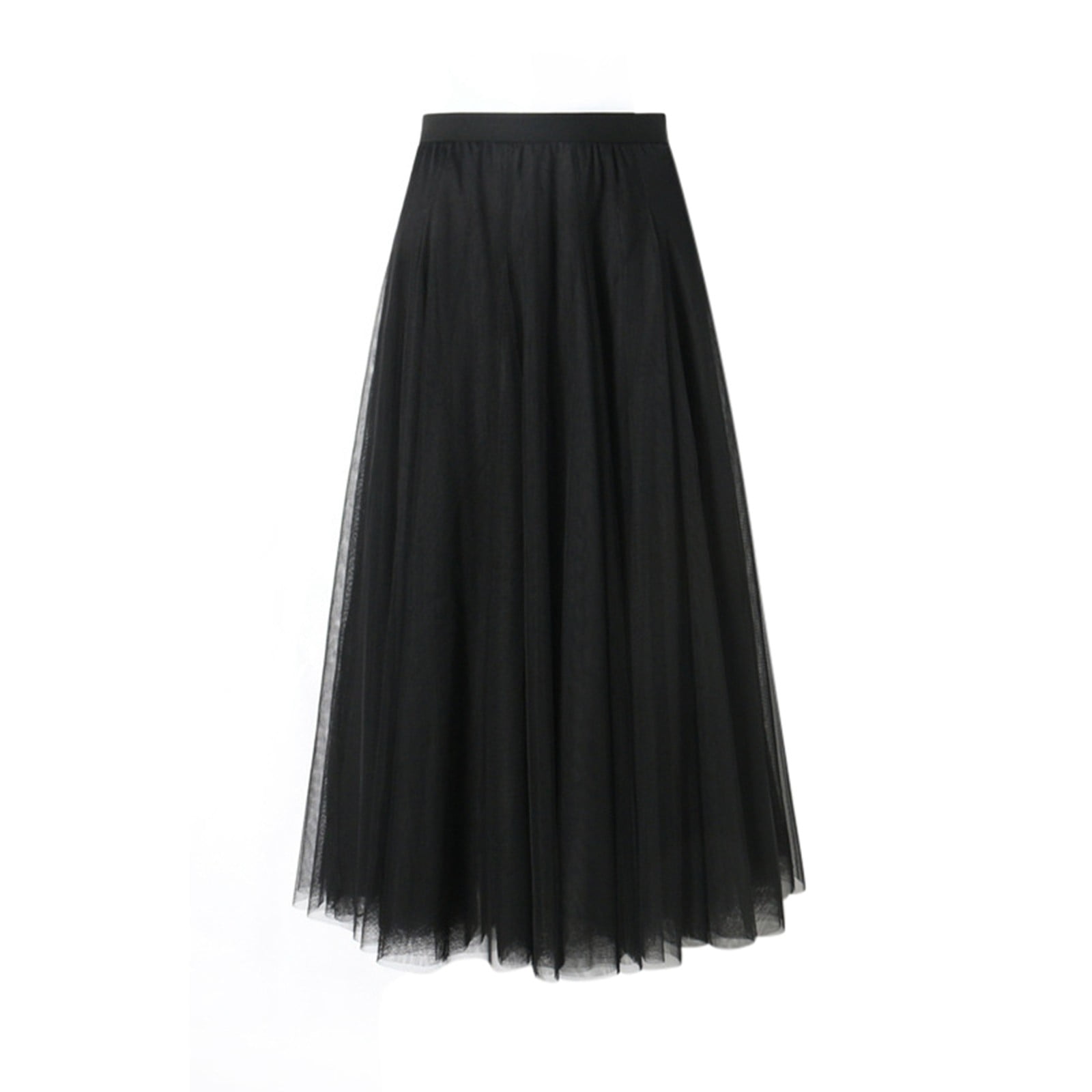 Women's Fashion A-Line Swing Skirt - Thin Netting Solid Color, S-XL ...