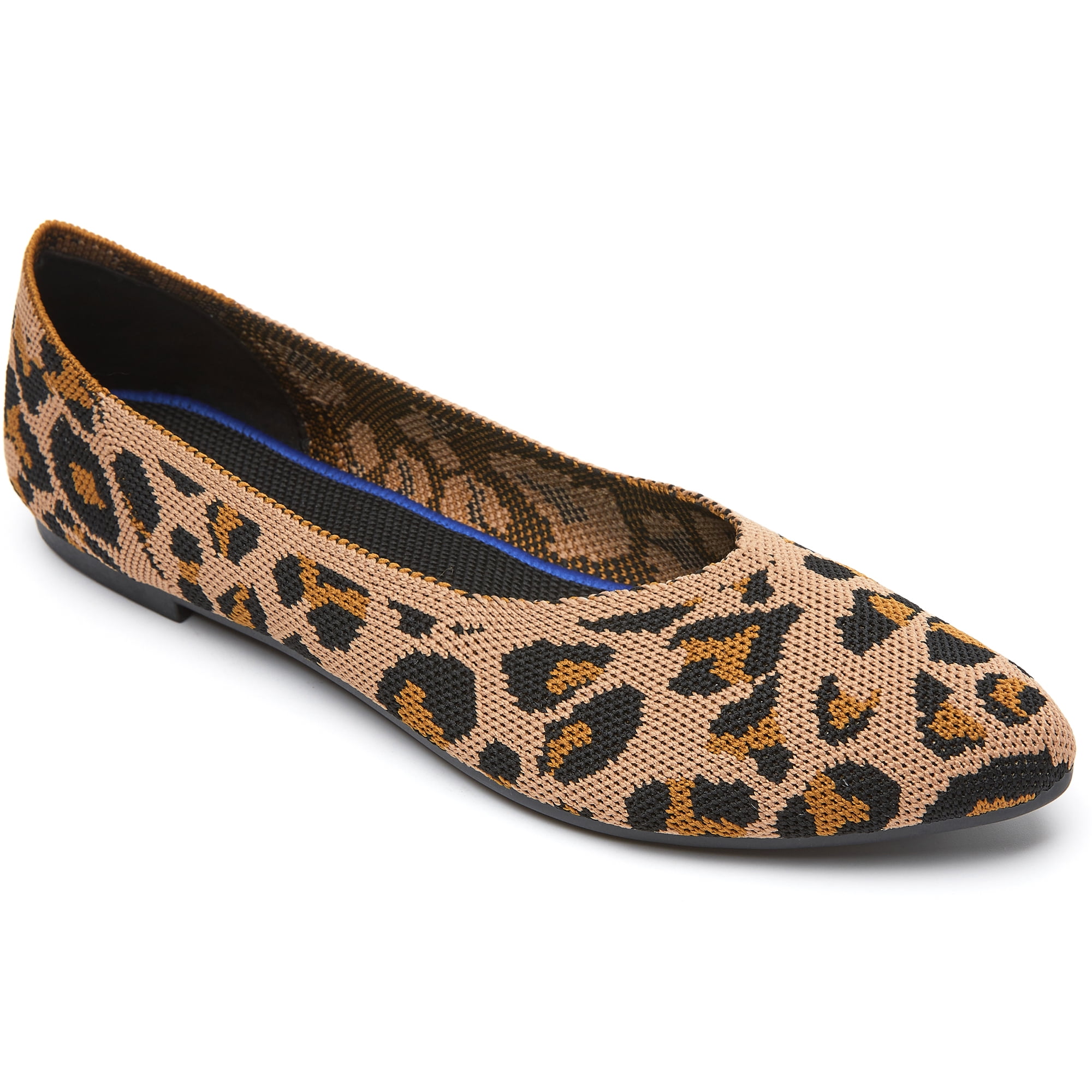 SHIRRY Women's Fashion Ballet Flats, Leopard Print Mesh Slip-On Shoes ...