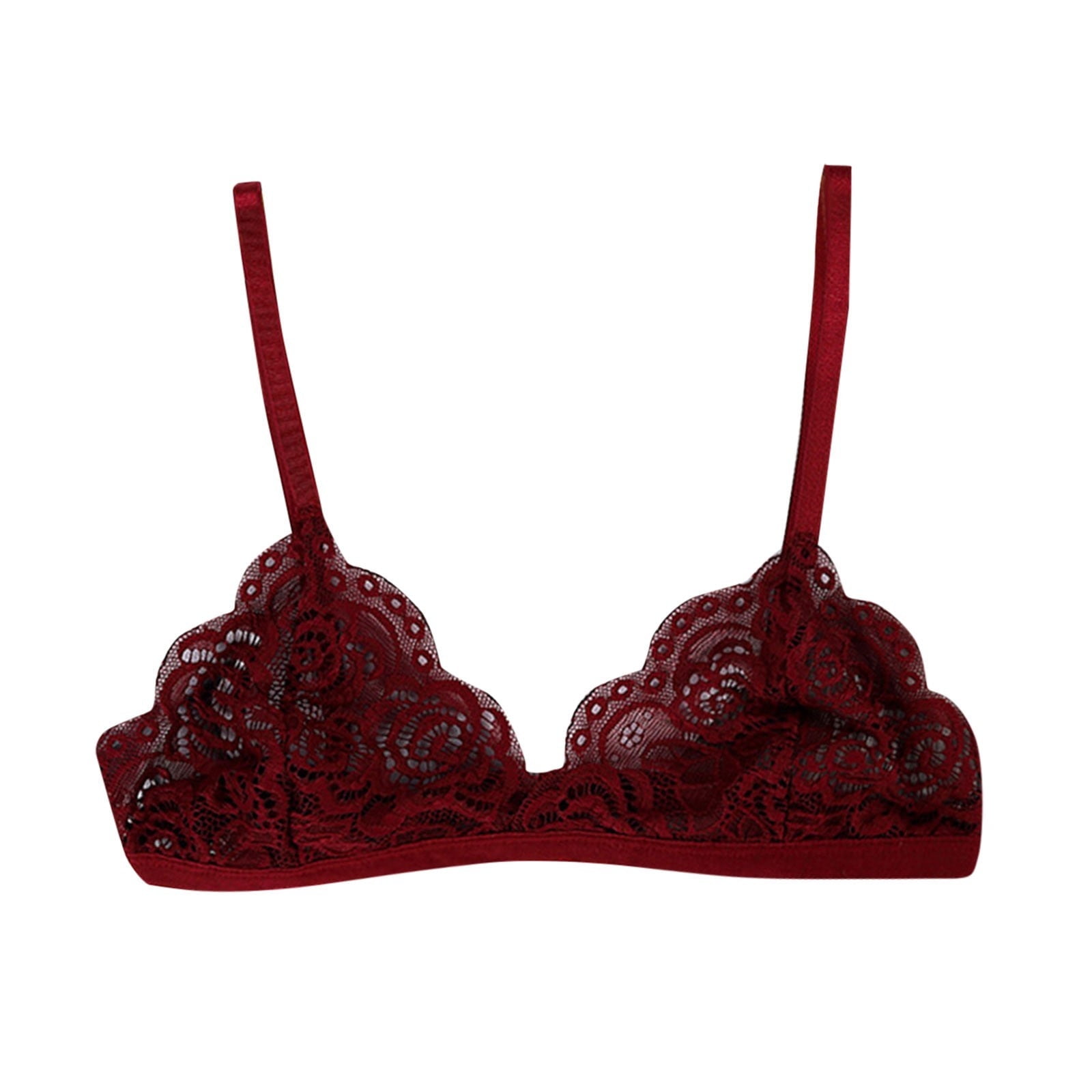 Women's Fashion Bra Crop Top Padded Triangle Floral Lace Bralette Shape ...