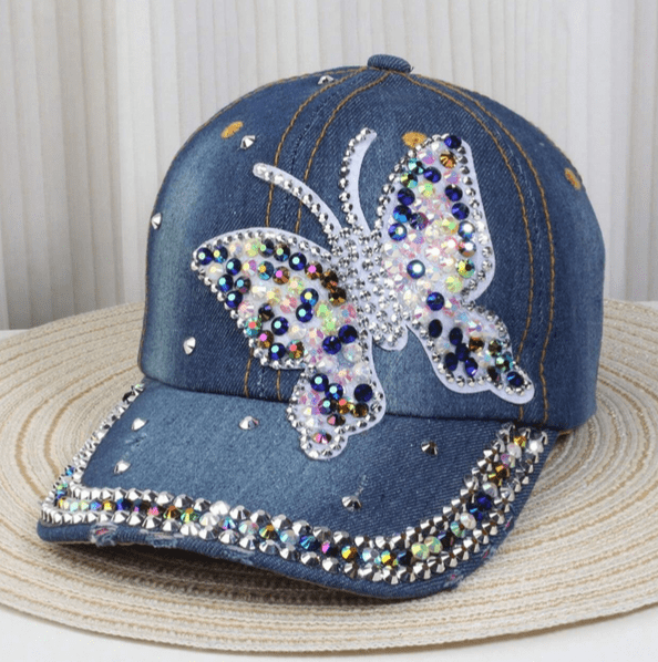 Women's Fashion Butterfly Bling Rhinestone Decor Baseball Cap,Shiny ...