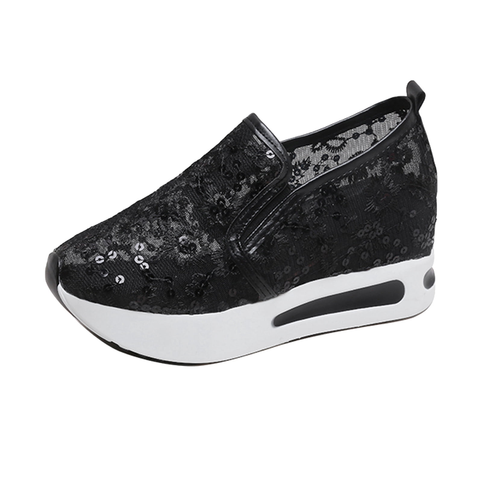 Women's Fashion Casual Comfortable Wedges Zipper Sneaker Running Shoes ...