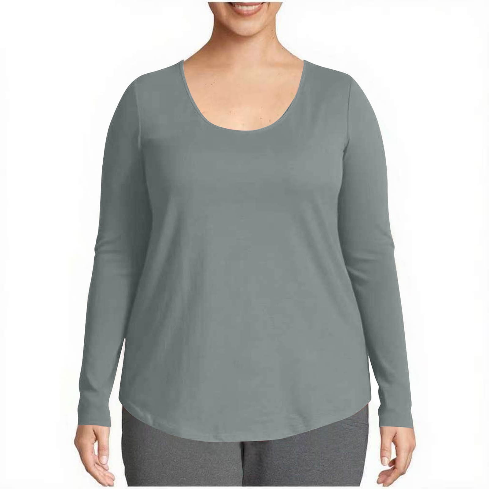 Women's Fashion Casual Oversize Loose Solid Color Round Neck Long ...