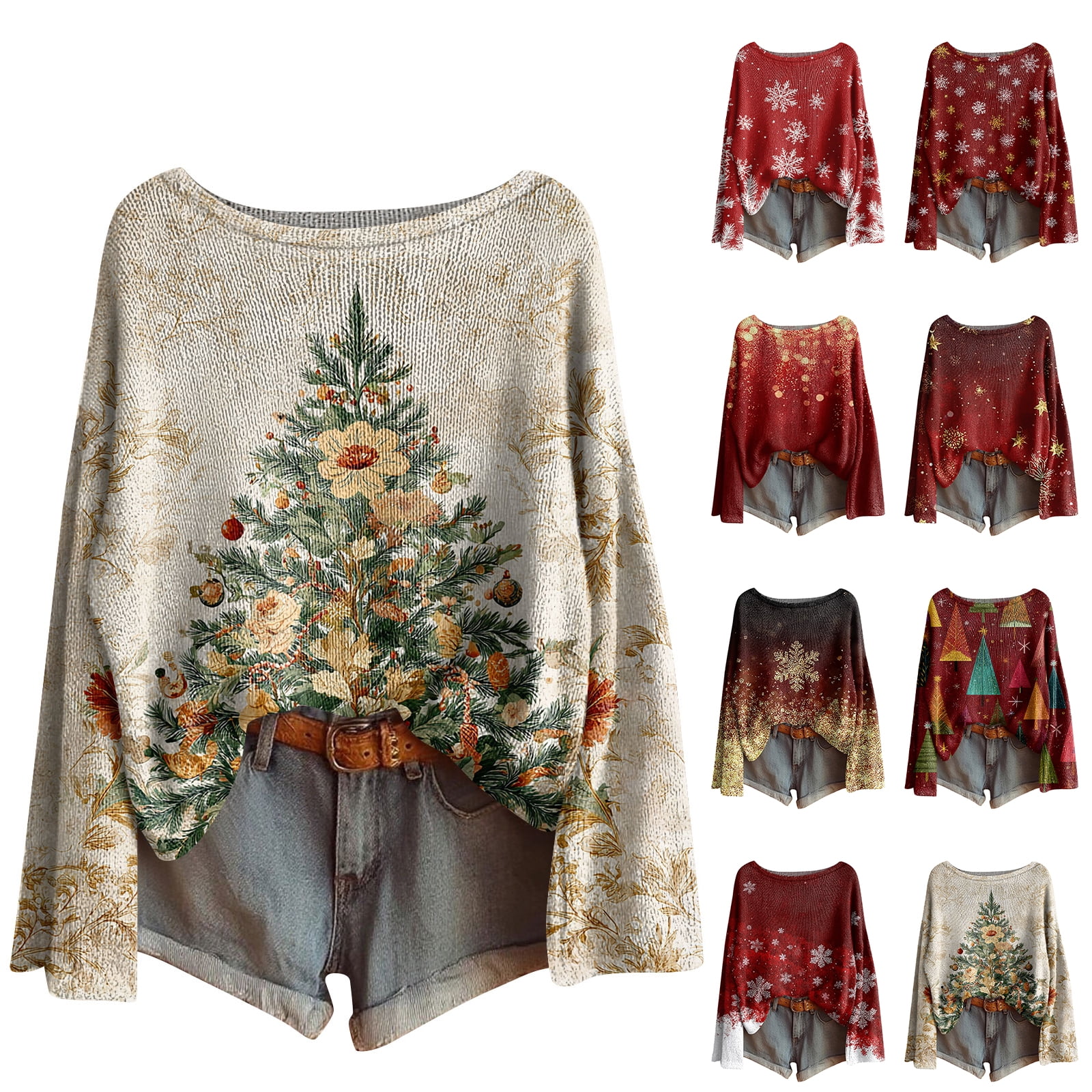 Women's Fashion Long Sleeve Christmas Snowman Snowflake Print Jacket ...