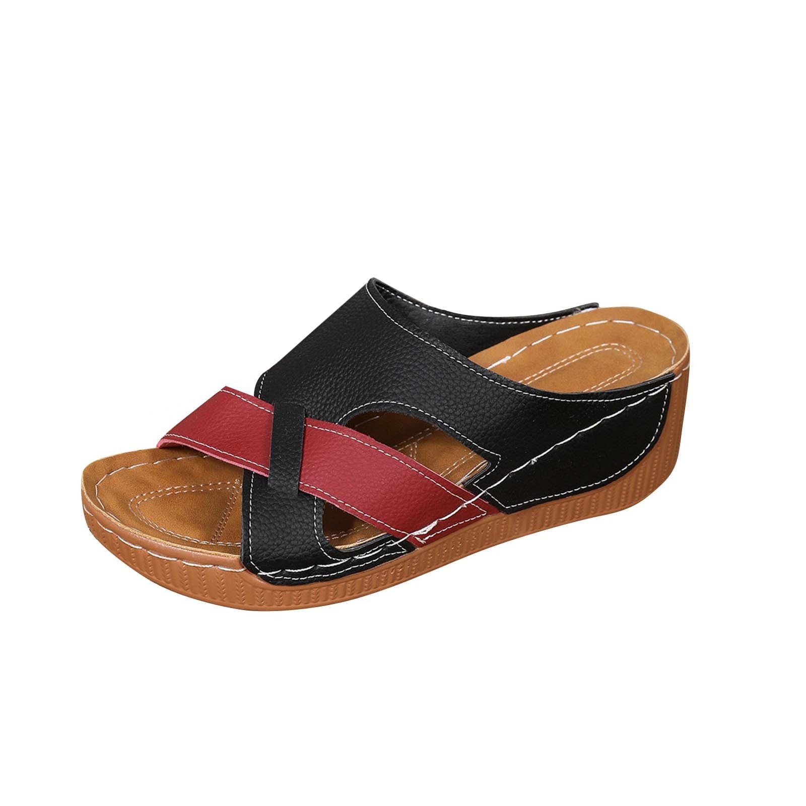 Women's Fashion One Foot Stirrup Woven Clashing Wedge Sandals Summer ...