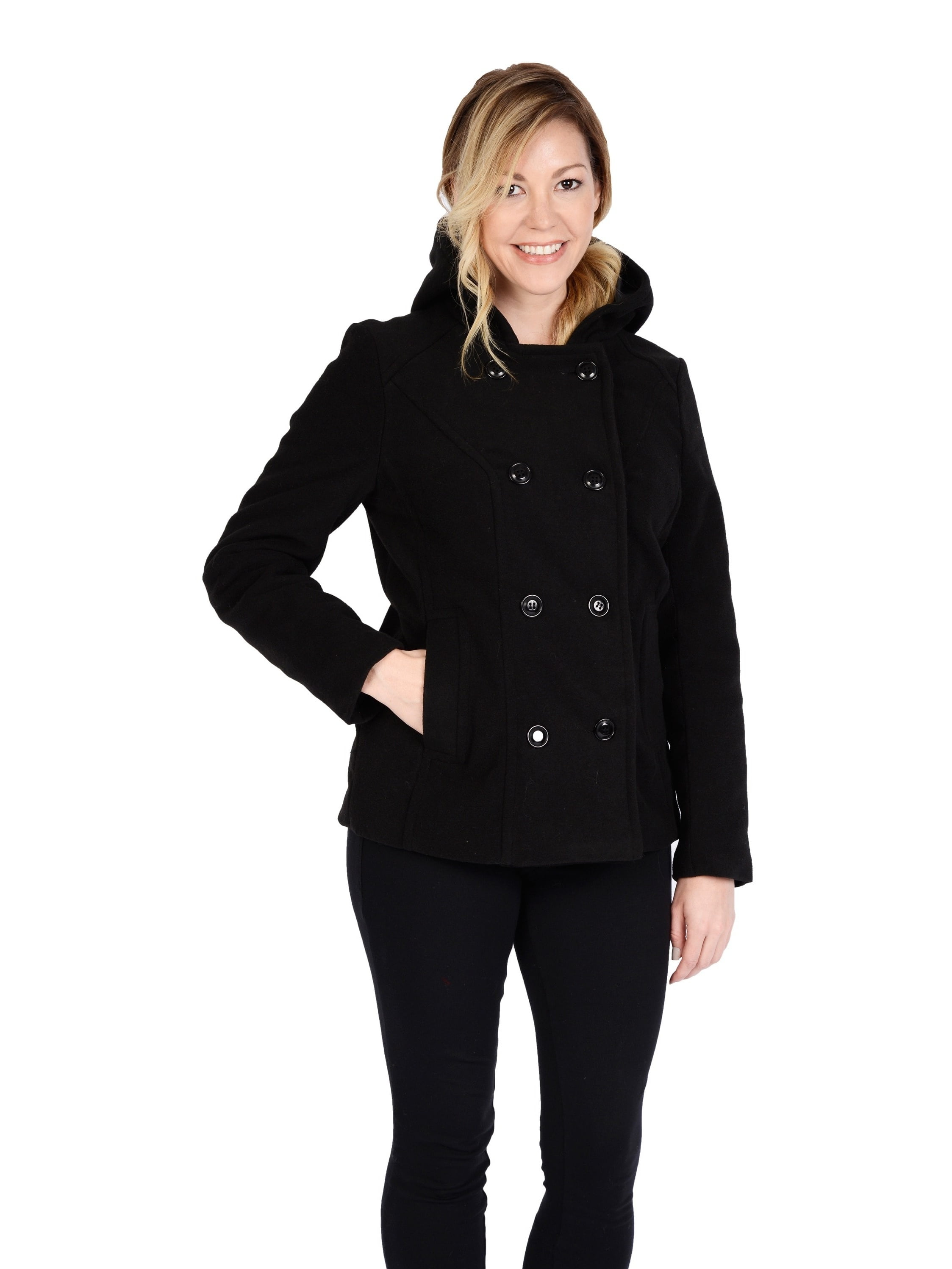 Women's Fashion Pea Coat With Hood - Walmart.com