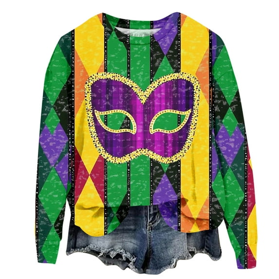 Women's Fashion Printed Long Sleeve Loose Round Neck Sweatshirt Top ...