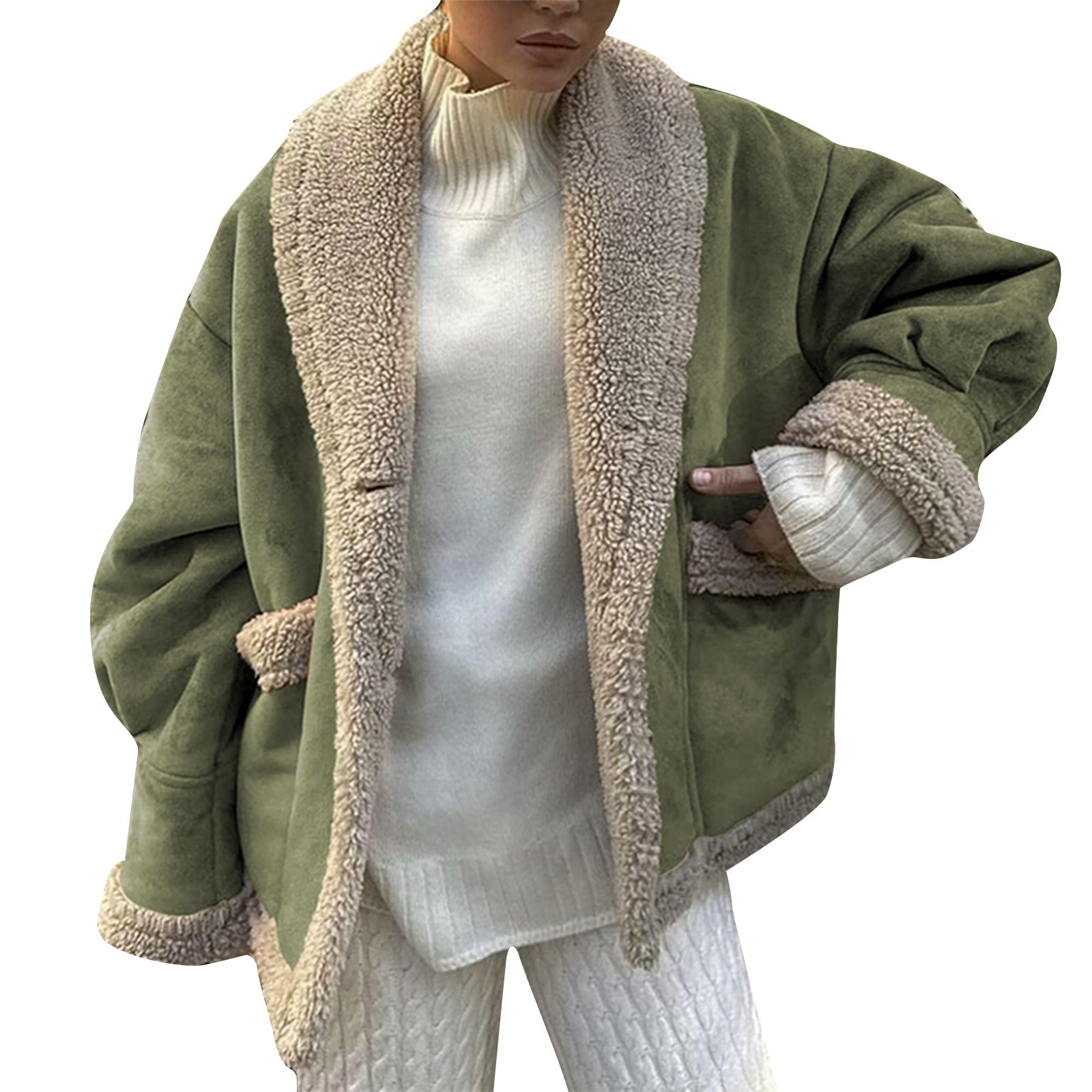 Women's Fashion Retro Coat with Notched Lapel Collar, Loose Fit Top ...