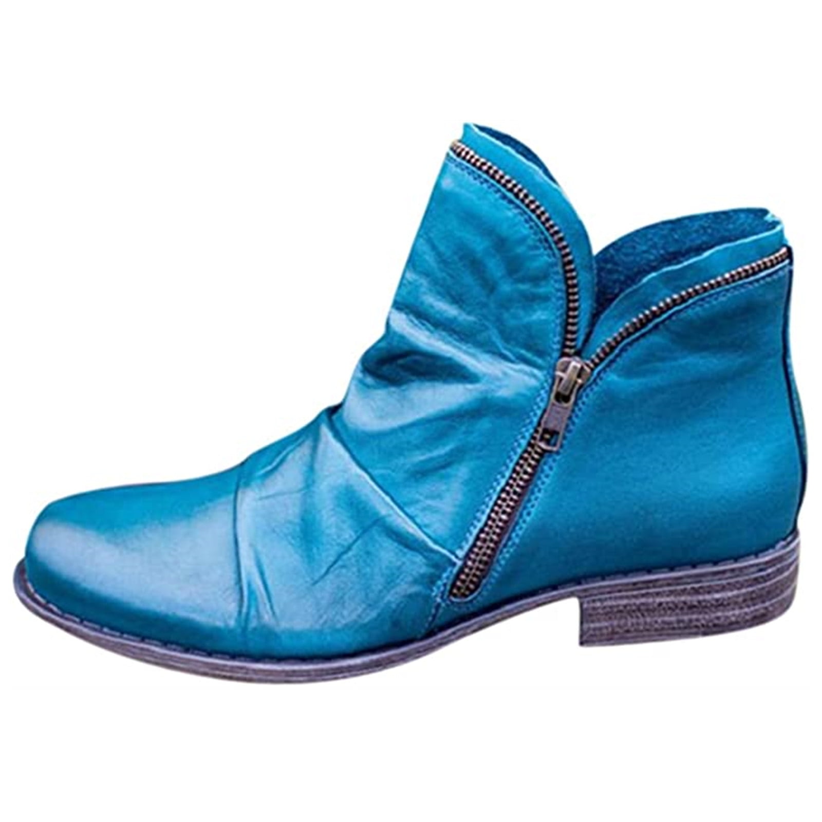 Women's Fashion Side Zipper Ankle Boots High Top Casual Dressy Western ...