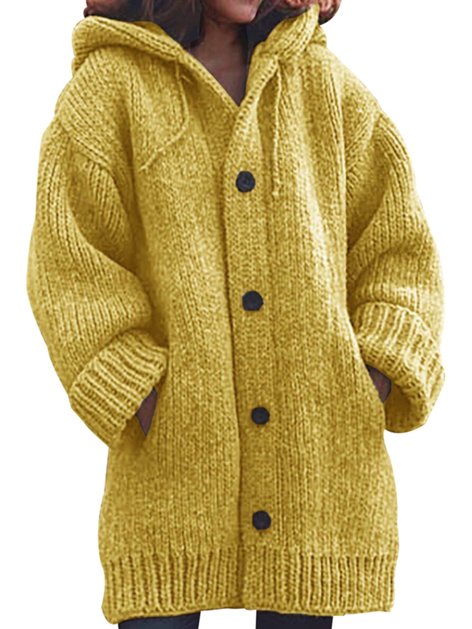 Women's Fashion Solid Color Winter Warm Sweater Coats Long Sleeve ...