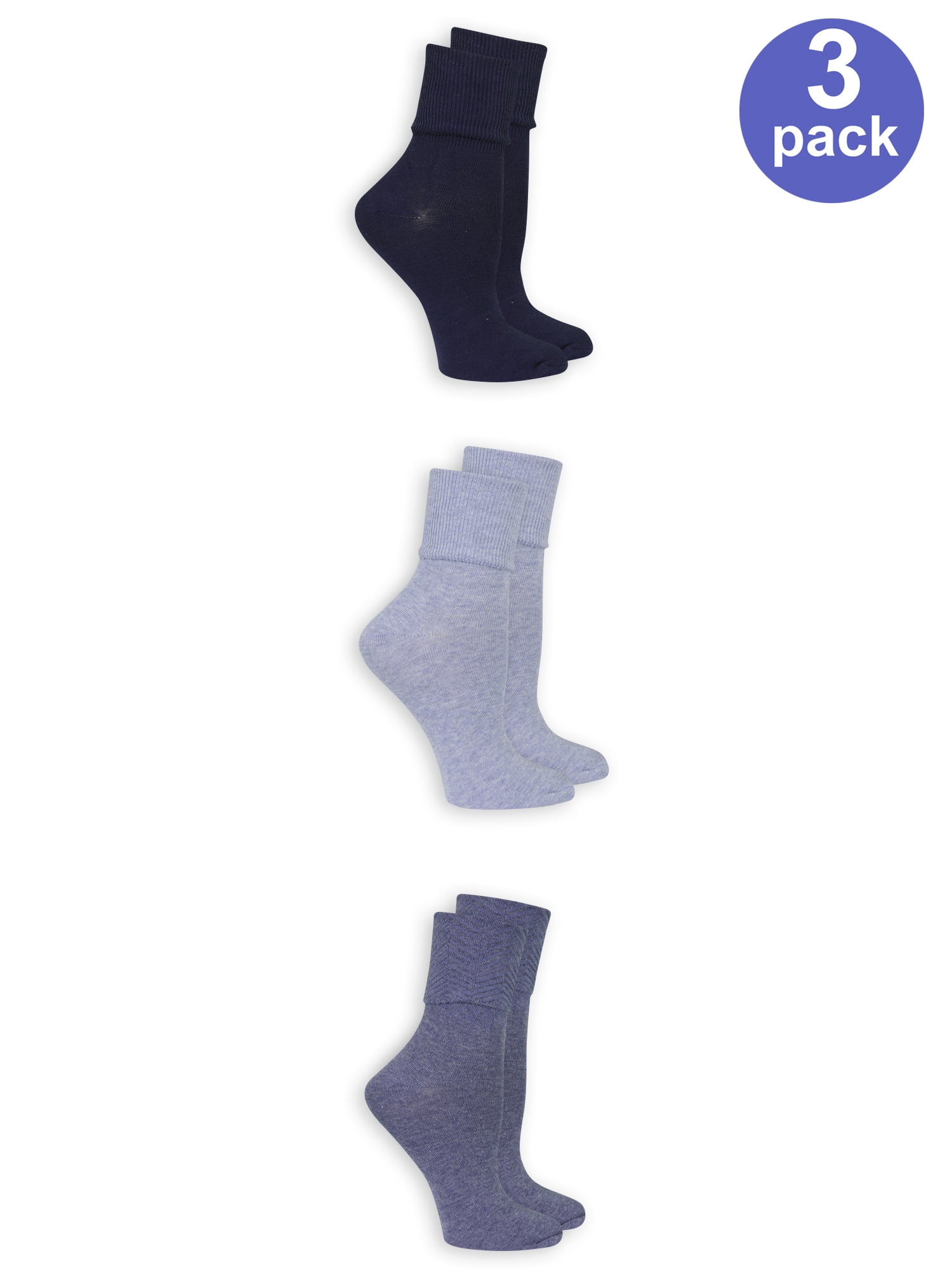 Womens Fashion Turn Cuff Socks 3 Pack