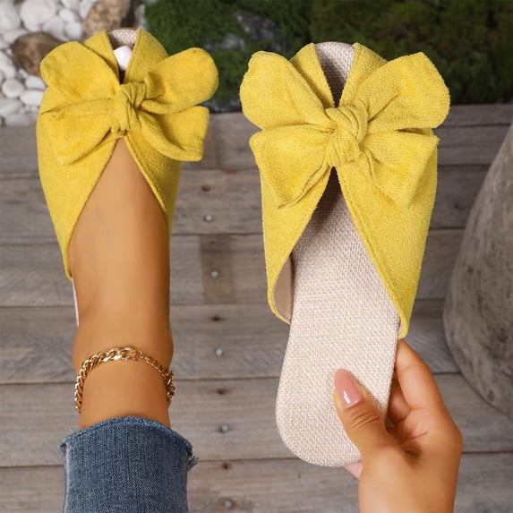 Women's Fashionable Casual Spring And Summer Round Toe Flat Bow ...
