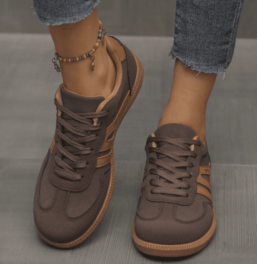 Women's Fashionable Lace Up Low Top Casual Flat Sneakers, Comfortable ...