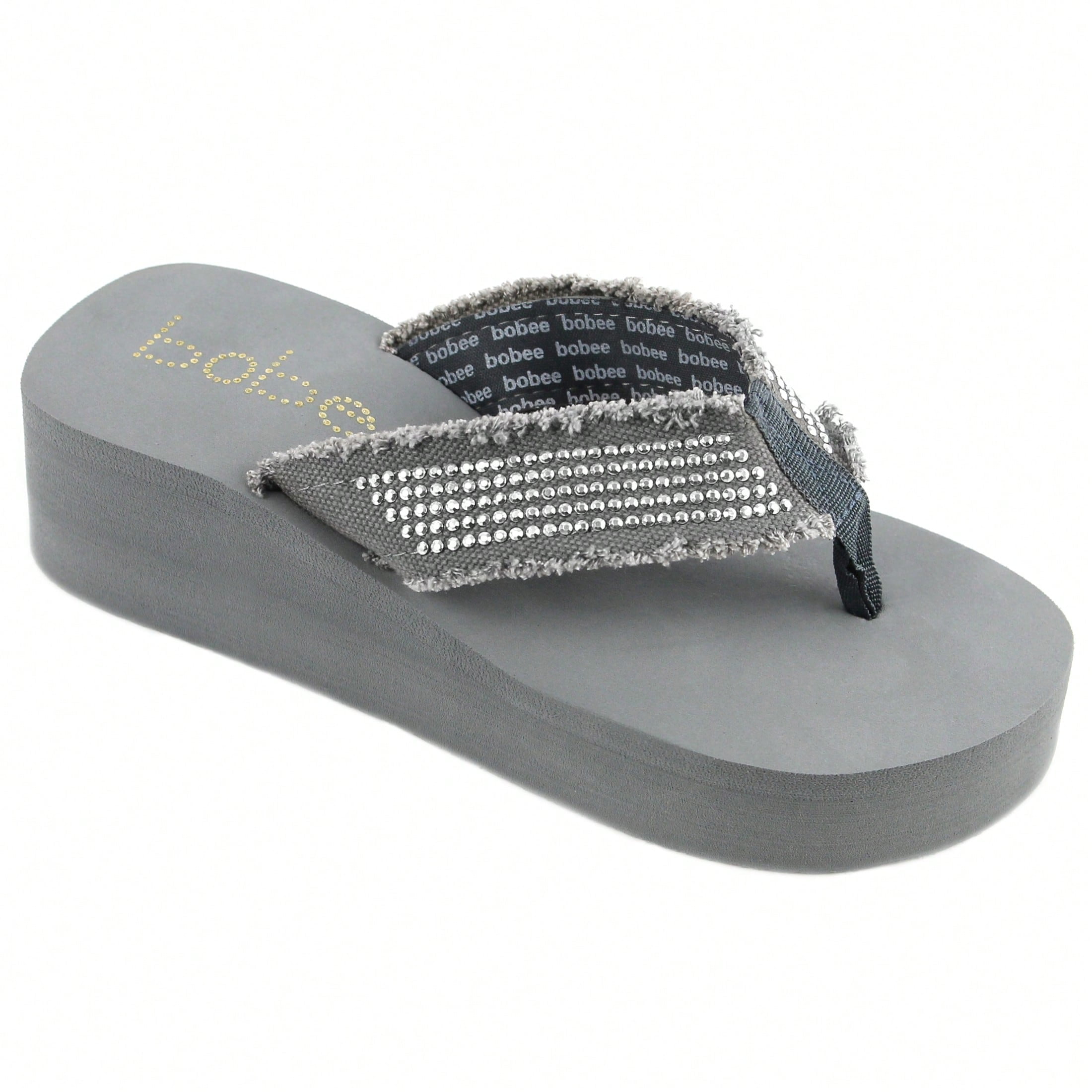 Women's Fashionable Rhinestone Fringe Decor Flip Flops Wedge Sandals ...