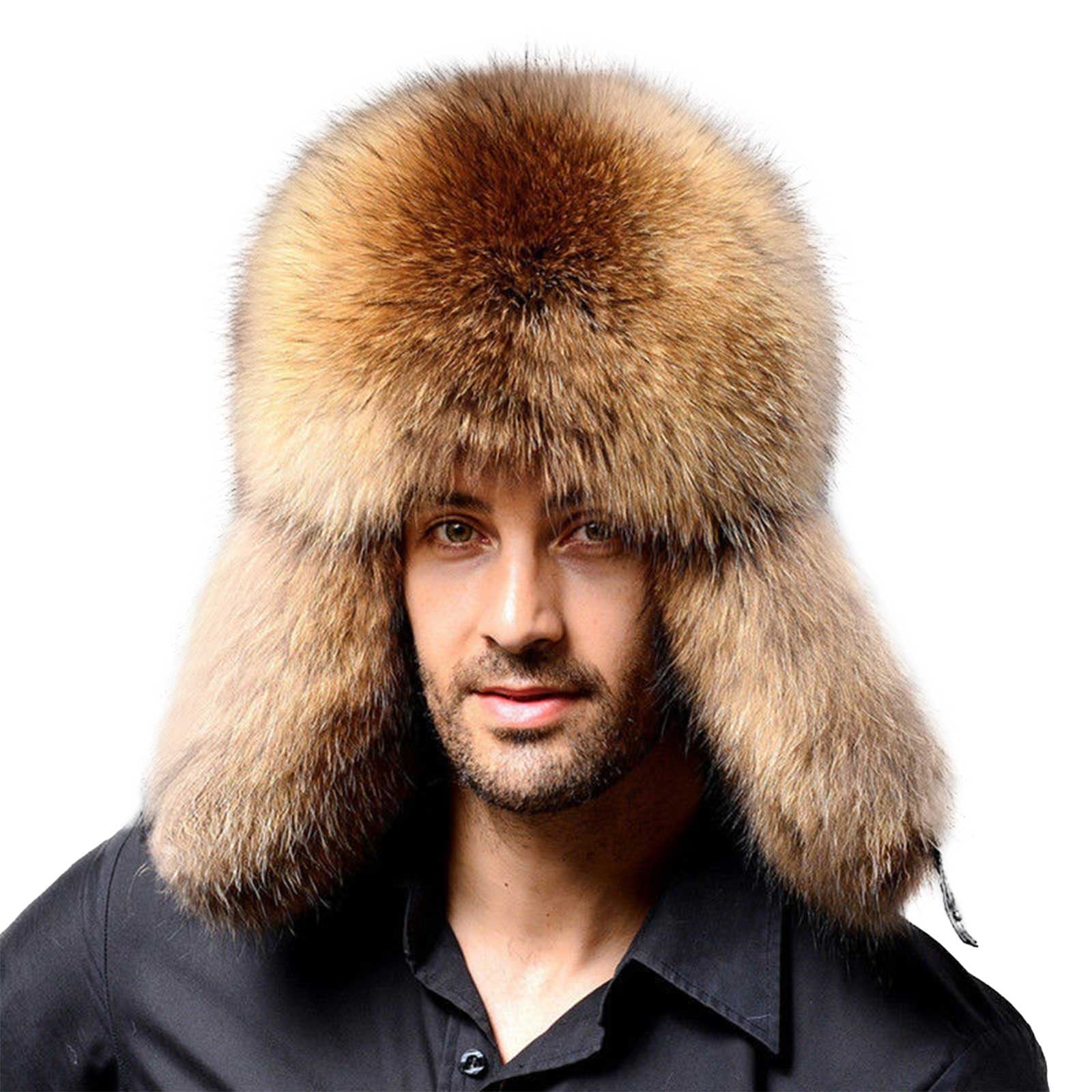 Women's Faux Fur Aviator Hat with Ear Flaps,Winter Trapper Hat with ...