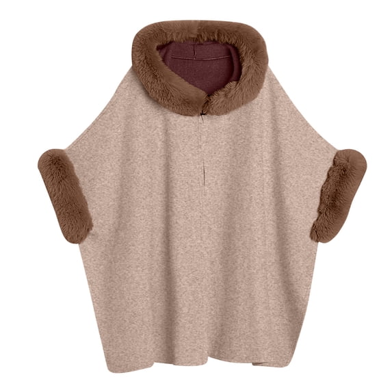 Women's Faux Fur Coats Oversized Mid-Length Fur-Trimmed Hooded Jatcket ...