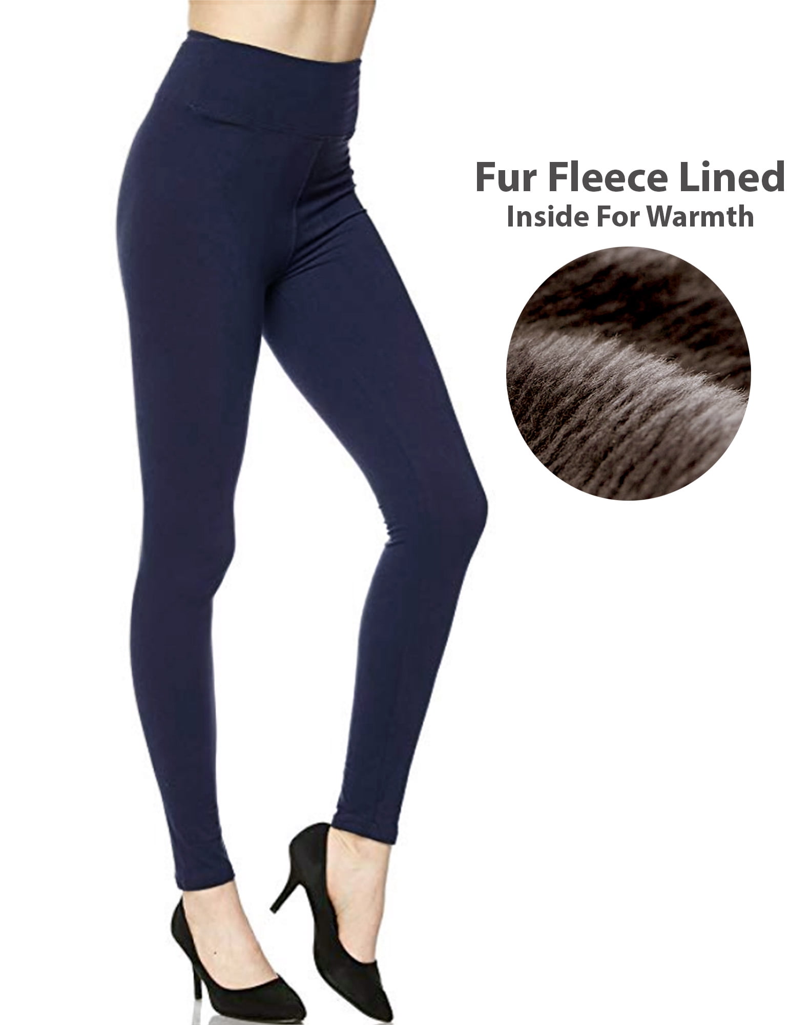 Women's Faux Fur Fleece Lined Winter Warm 3 inch High Waistband Full ...