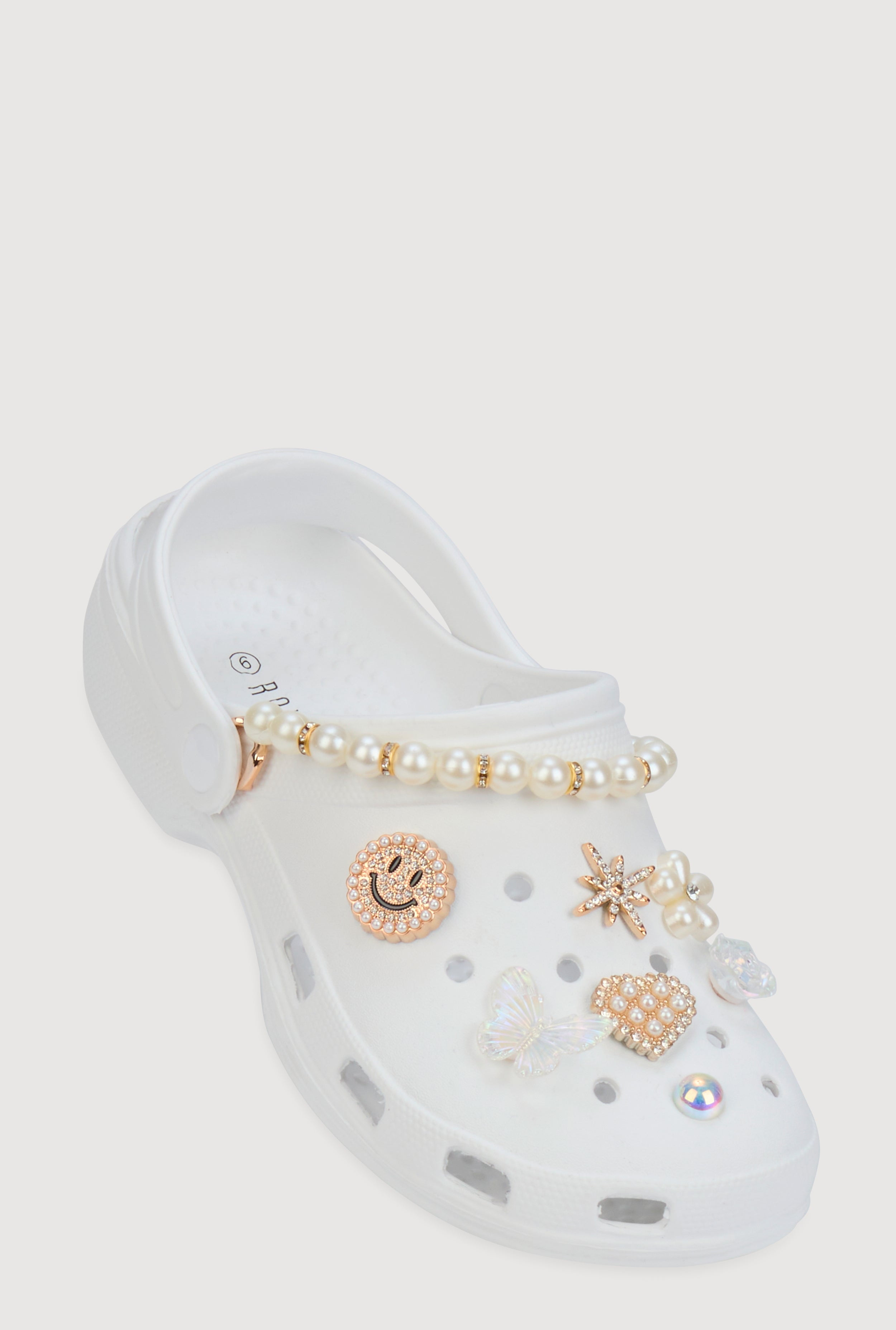 Women's Faux Pearl Rhinestone Charm Slingback Clogs - Walmart.com