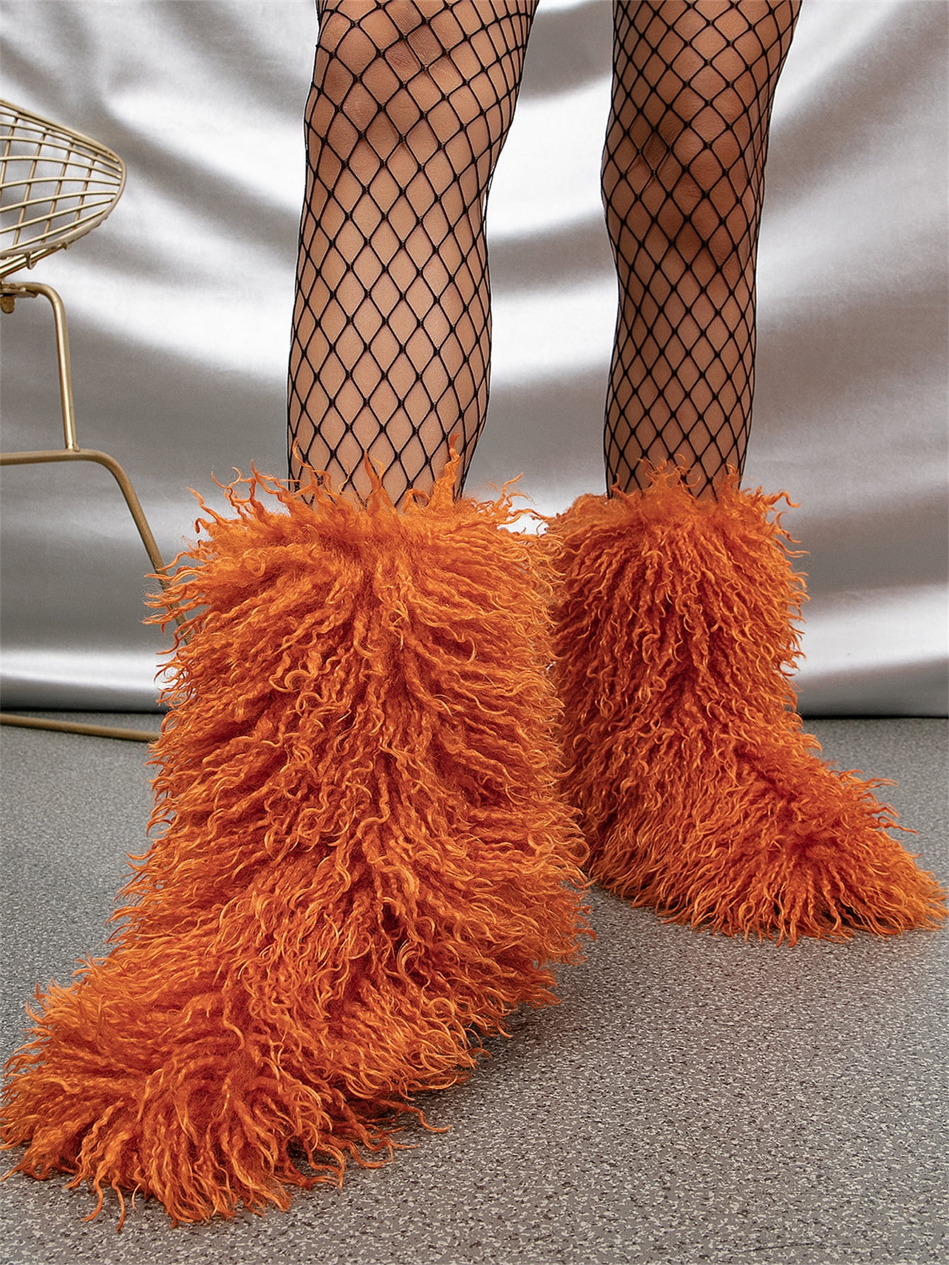 Fashion Woman Winter Lamb Skin Boots Long Hair Faux Sheep Fur Boots ...