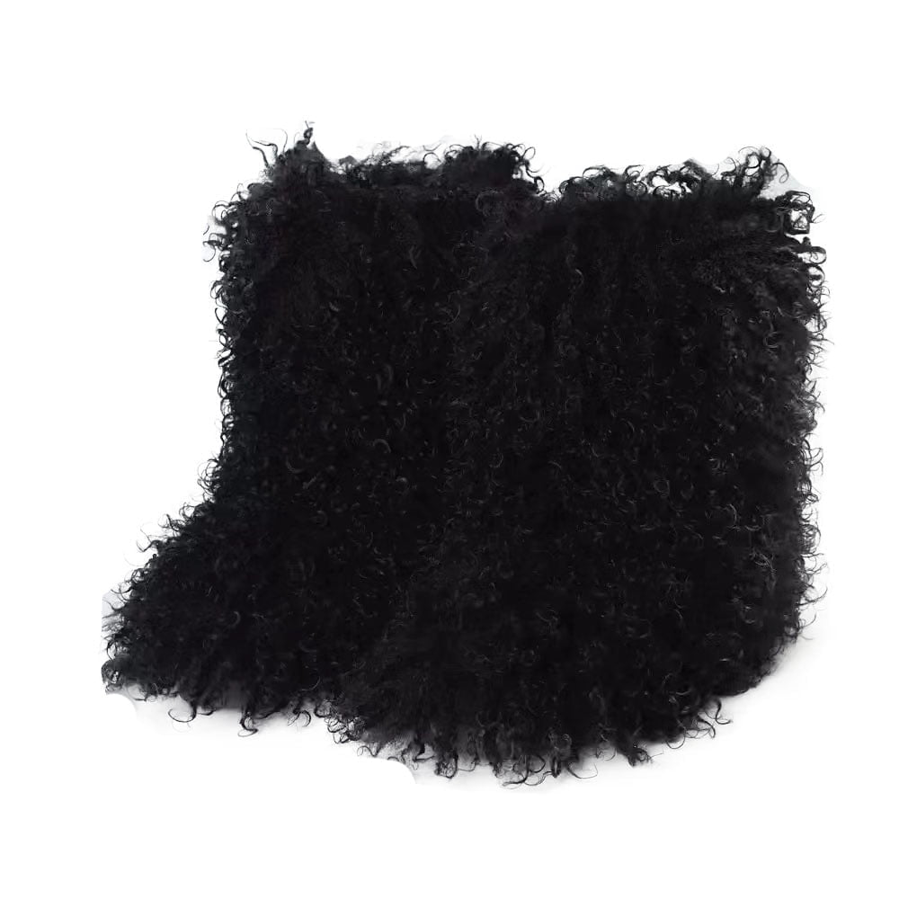 Women's Faux fur Boot Furry Fluffy Short Snow Boot Mid-Calf Boots Warm ...