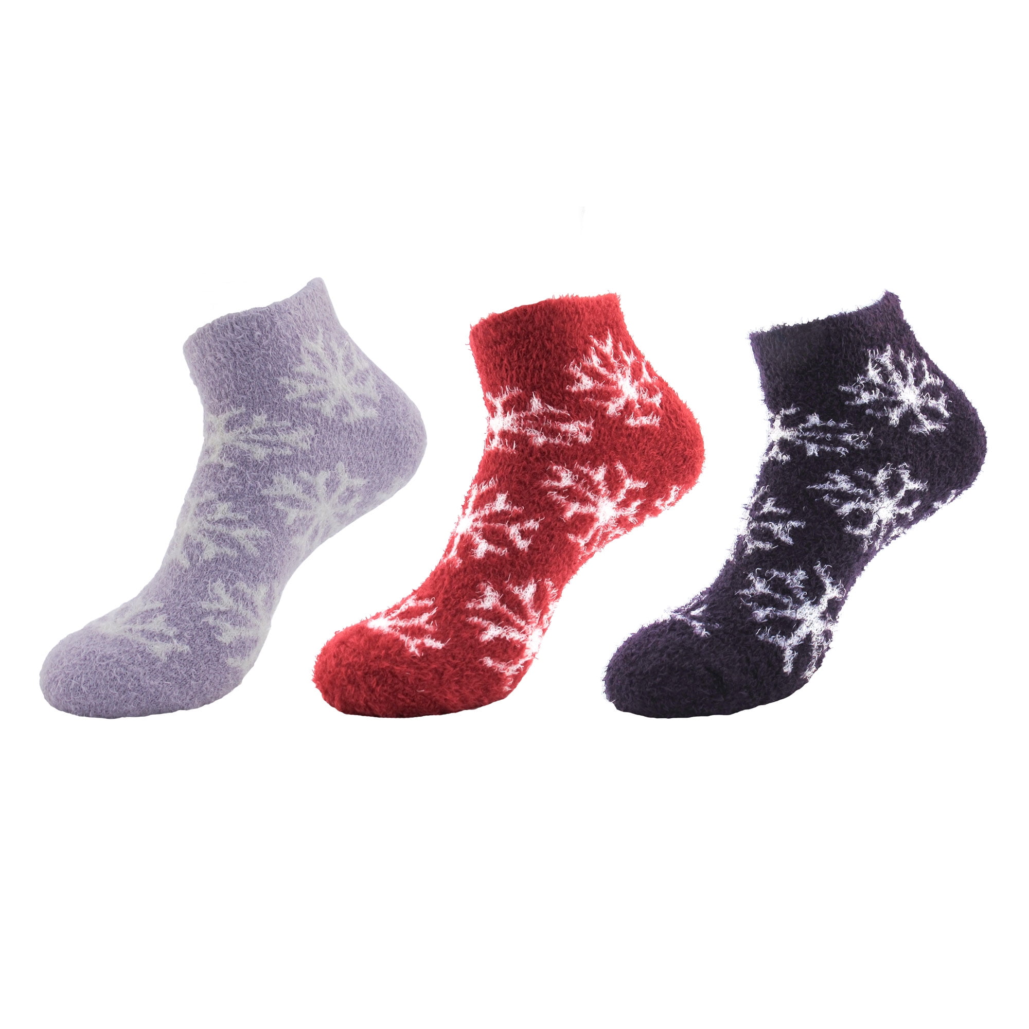 BambooMN Women's Feather Yarn Fuzzy Warm Snowflake Anklet Socks, Super ...