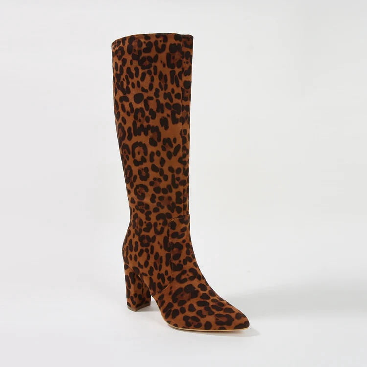 Women’s Fierce Croc Embossed Knee High Block Heel Boots - Walmart.com