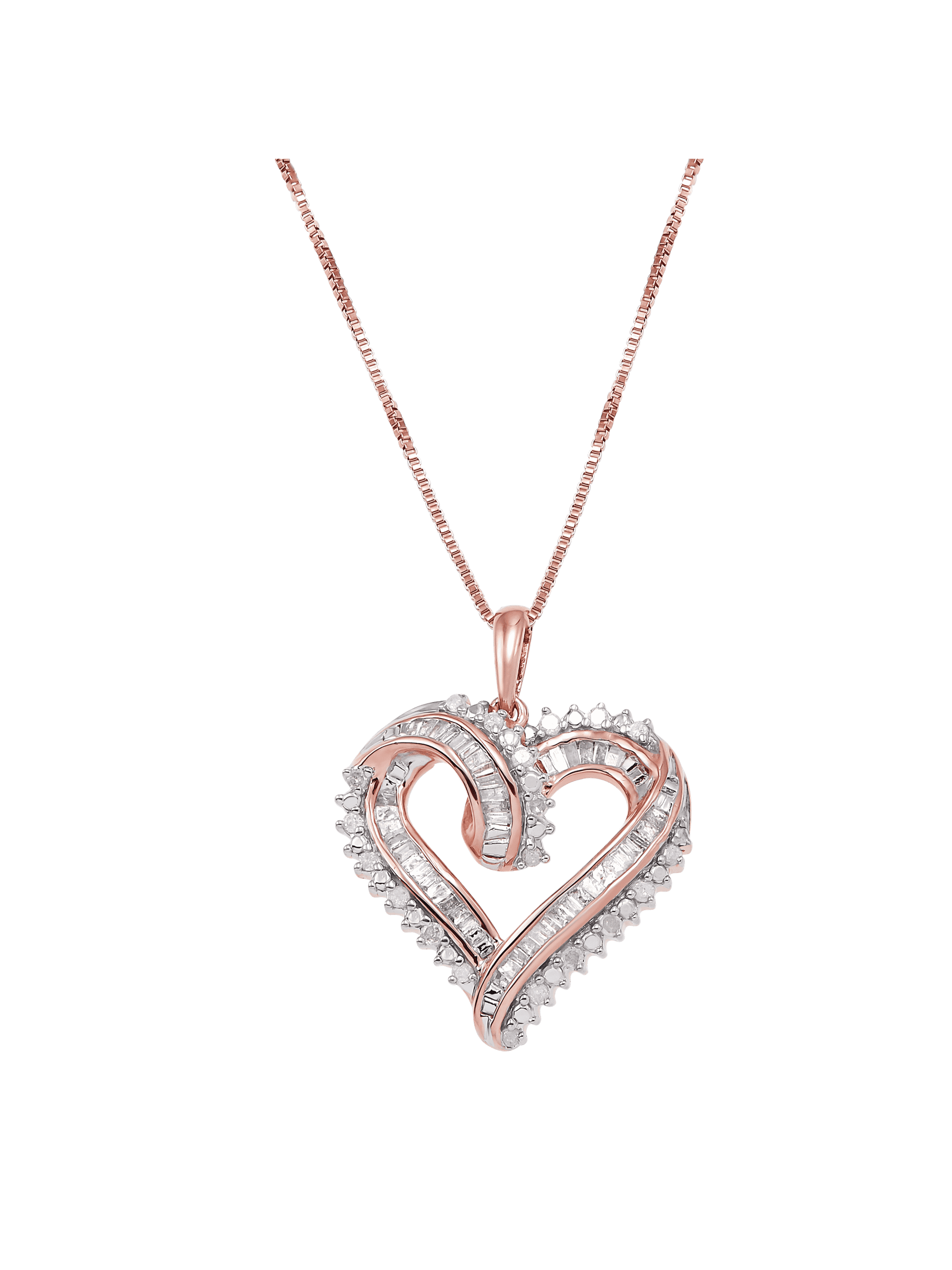 Women's Finecraft 1/2 cttw Diamond Heart Pendant Necklace in 14kt Rose ...