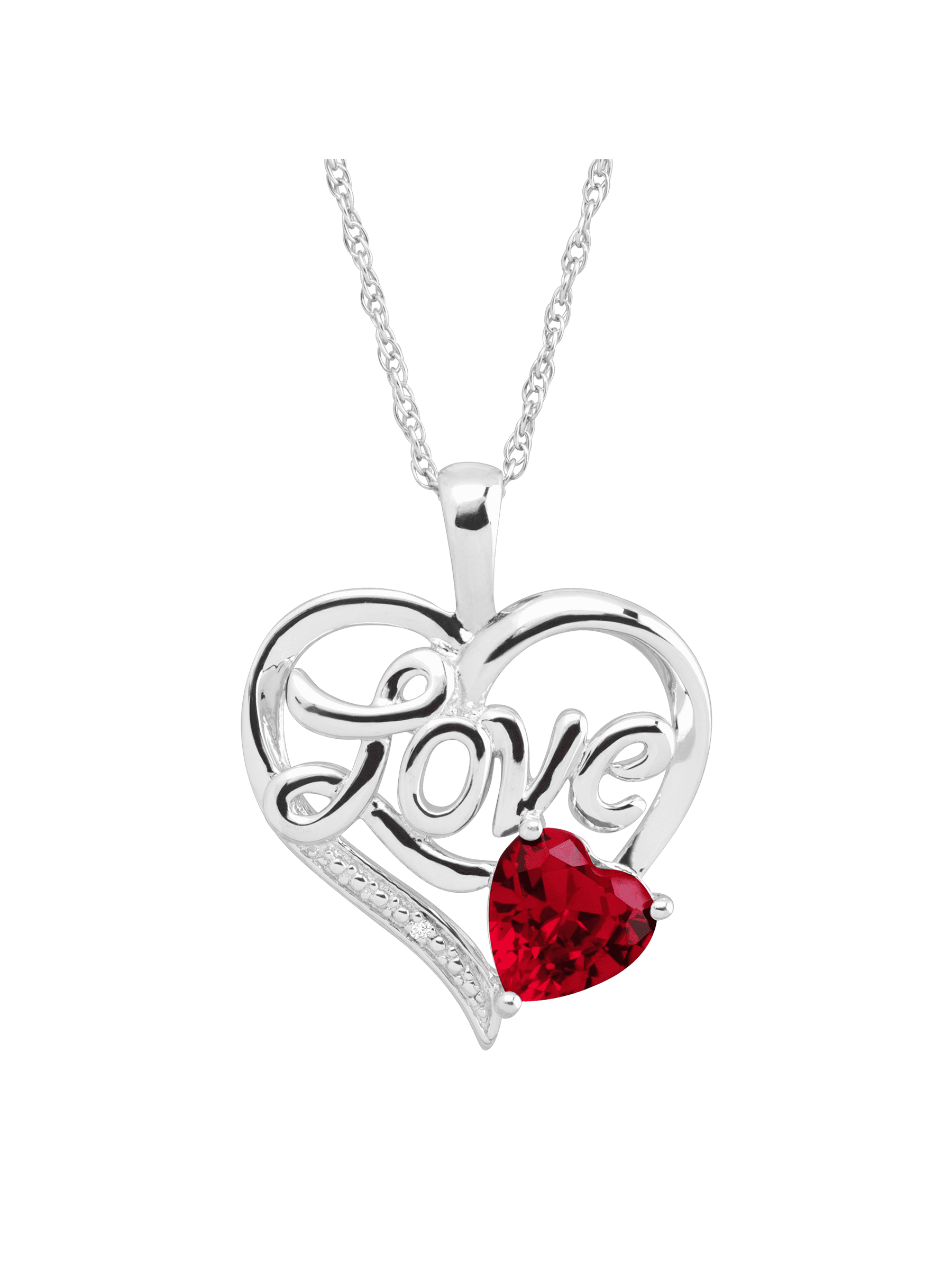 Women's Finecraft 1 5/8 ct Created Ruby Love Heart Pendant Necklace ...