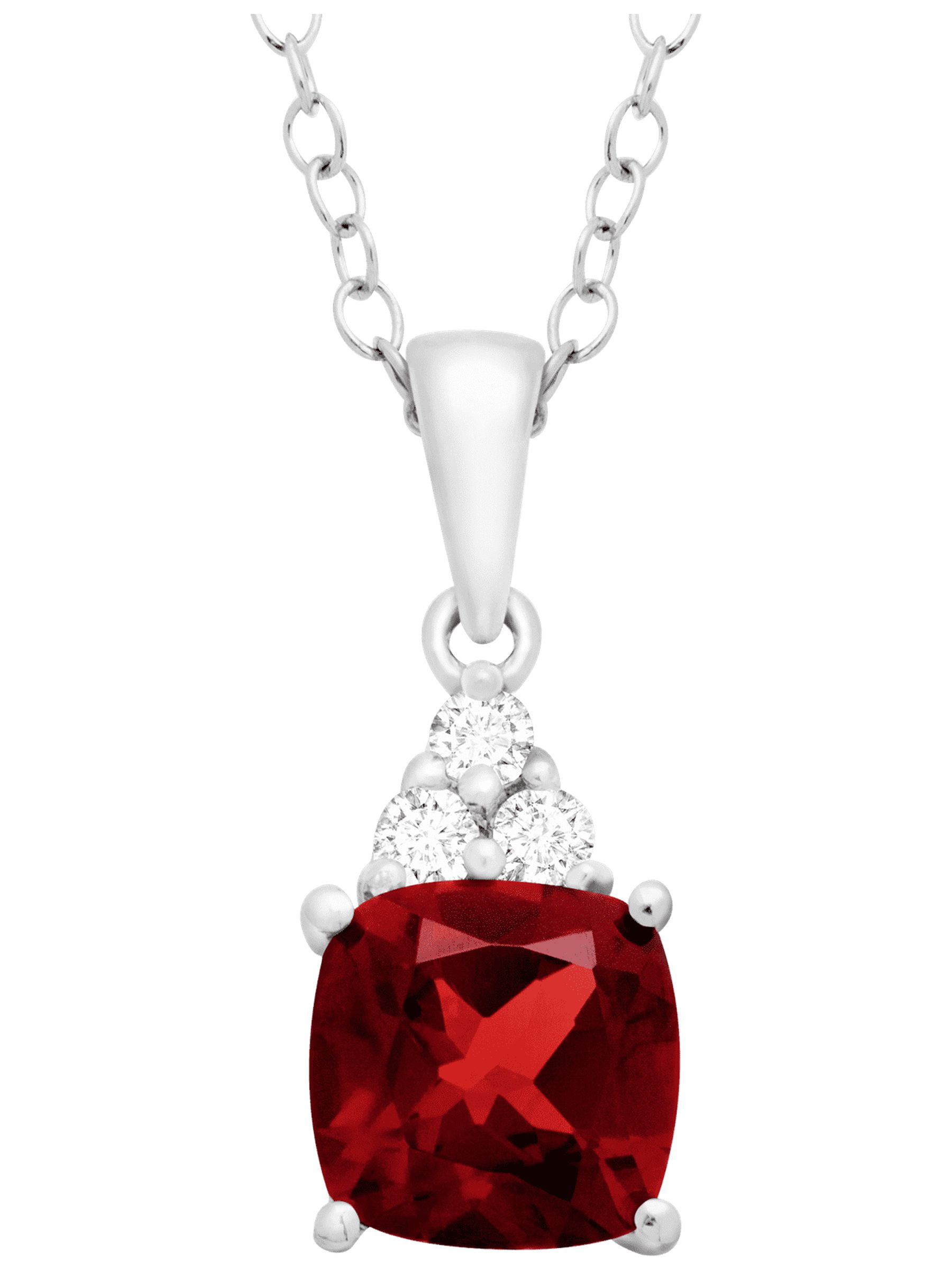 Women's Finecraft 2 cttw Natural Garnet & White Topaz Pendant Necklace ...