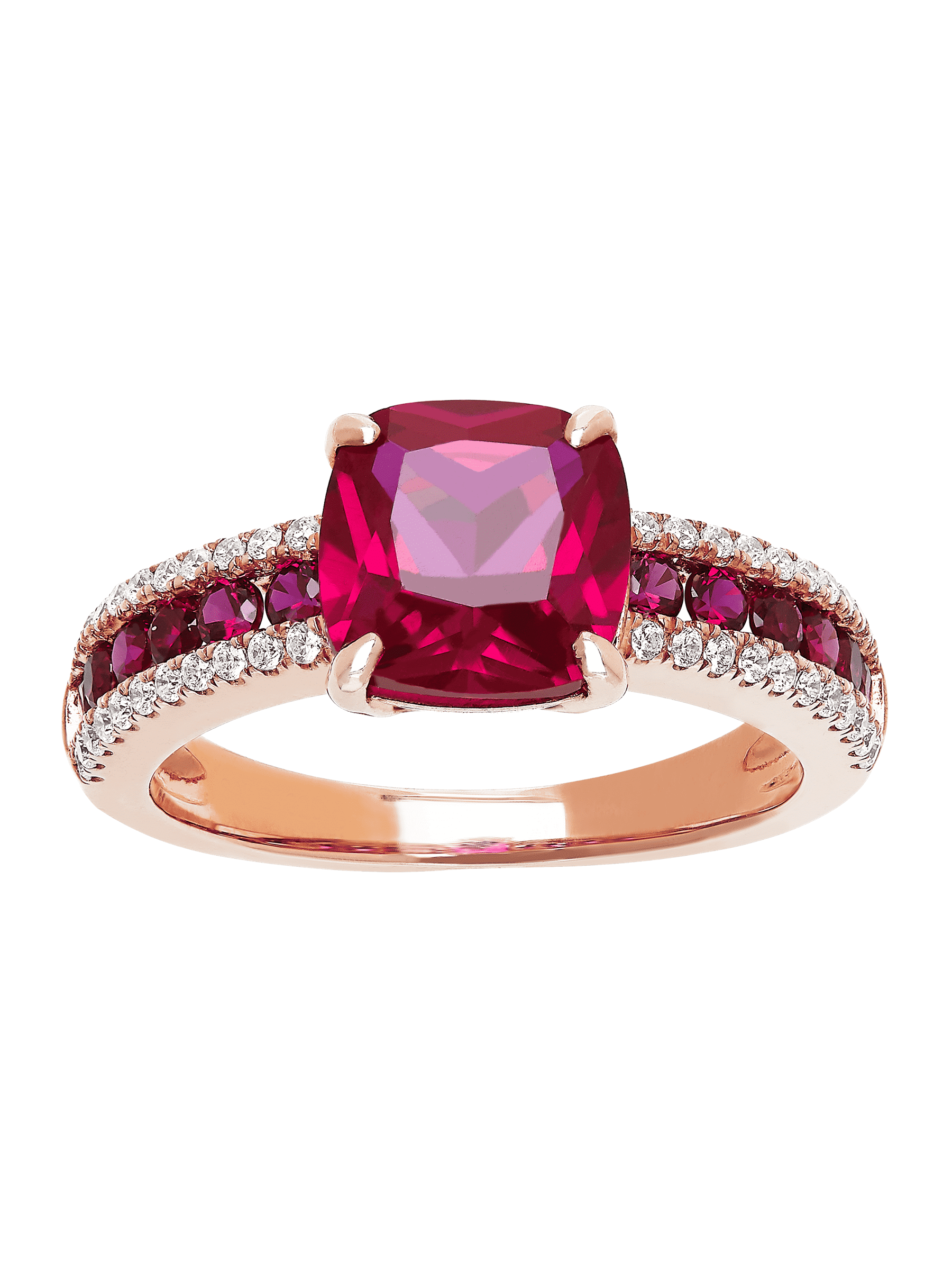 Women's Finecraft Created Ruby Ring with Cubic Zirconias in 14kt Rose ...