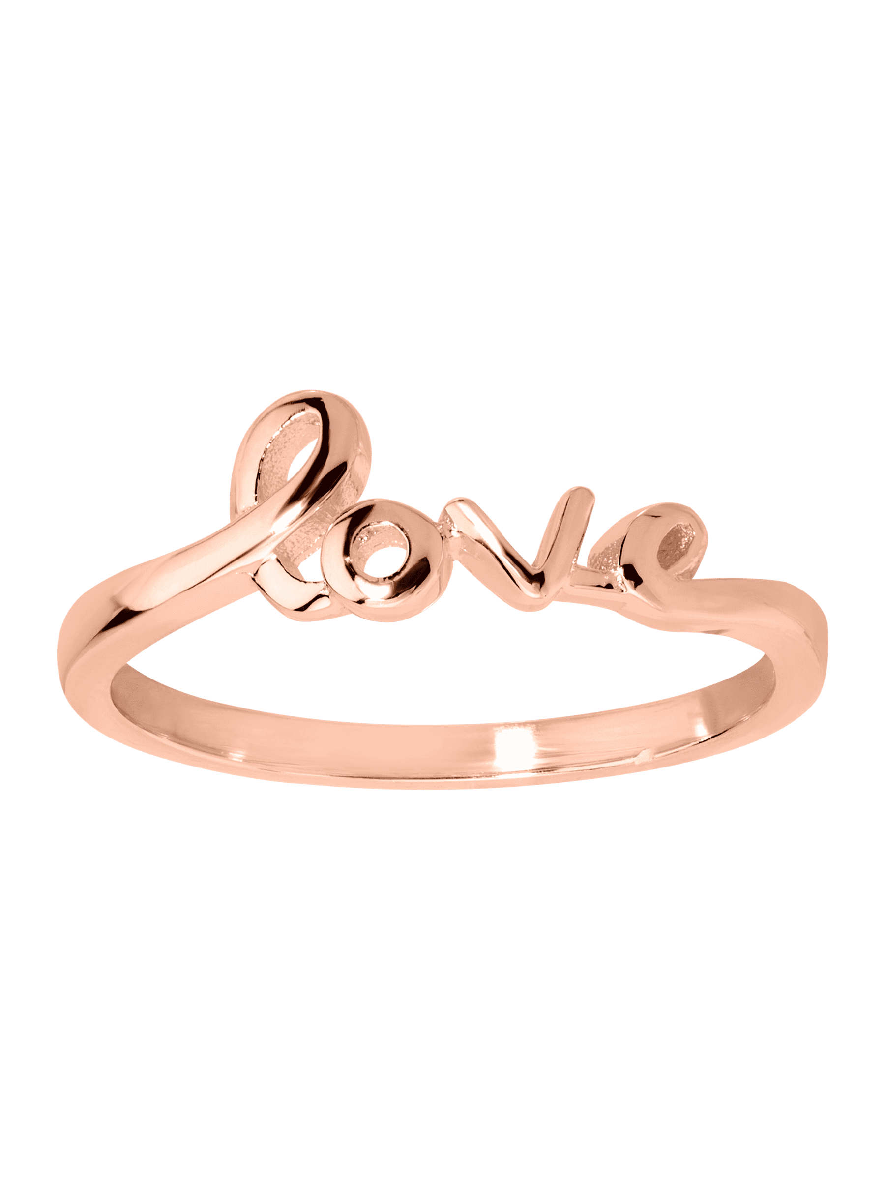 Women's Finecraft 'Love' Script Ring in Rose Gold-Plated Sterling ...