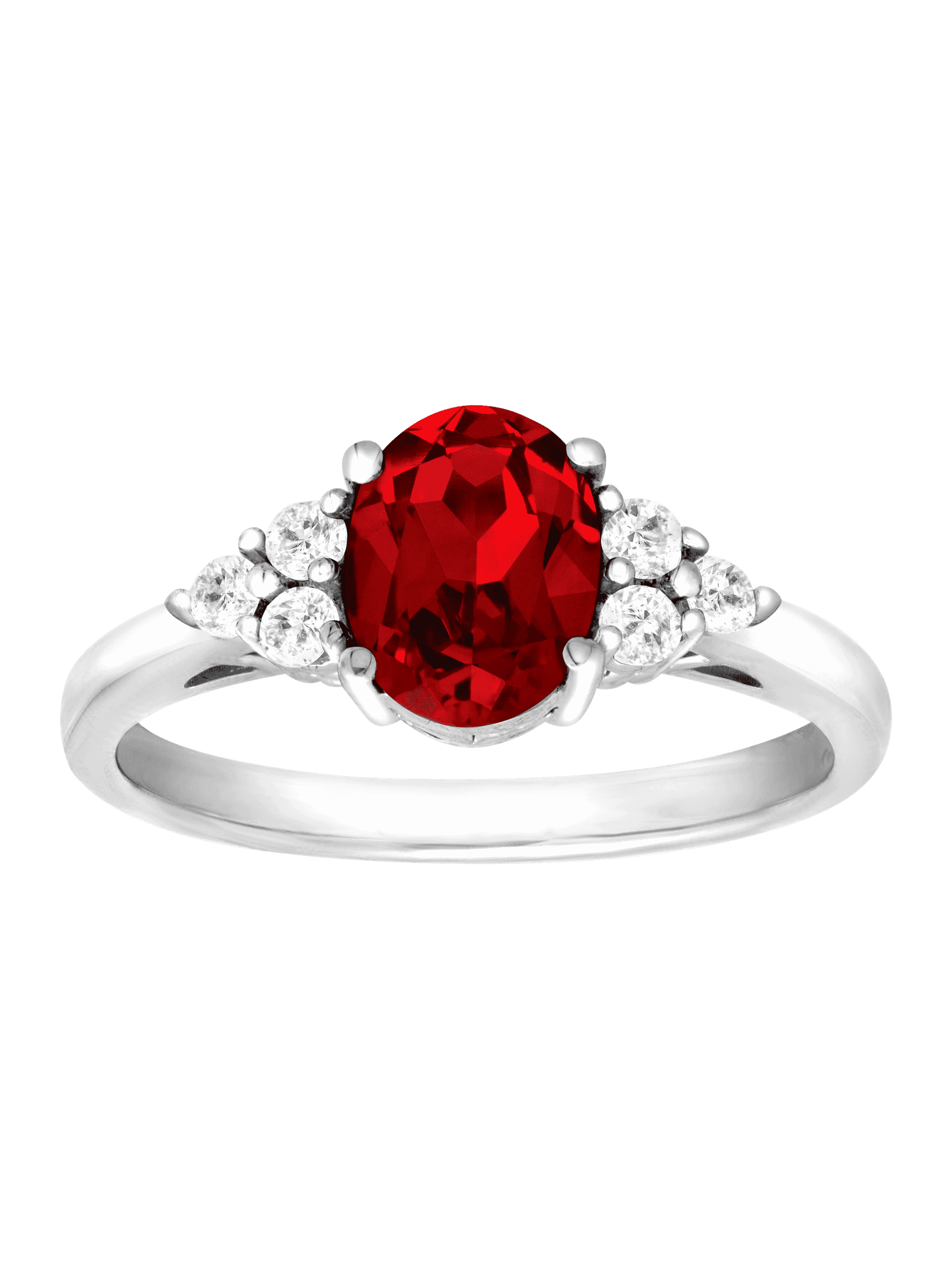 Women's Finecraft Oval-Cut Created Ruby Ring with White Topaz in ...
