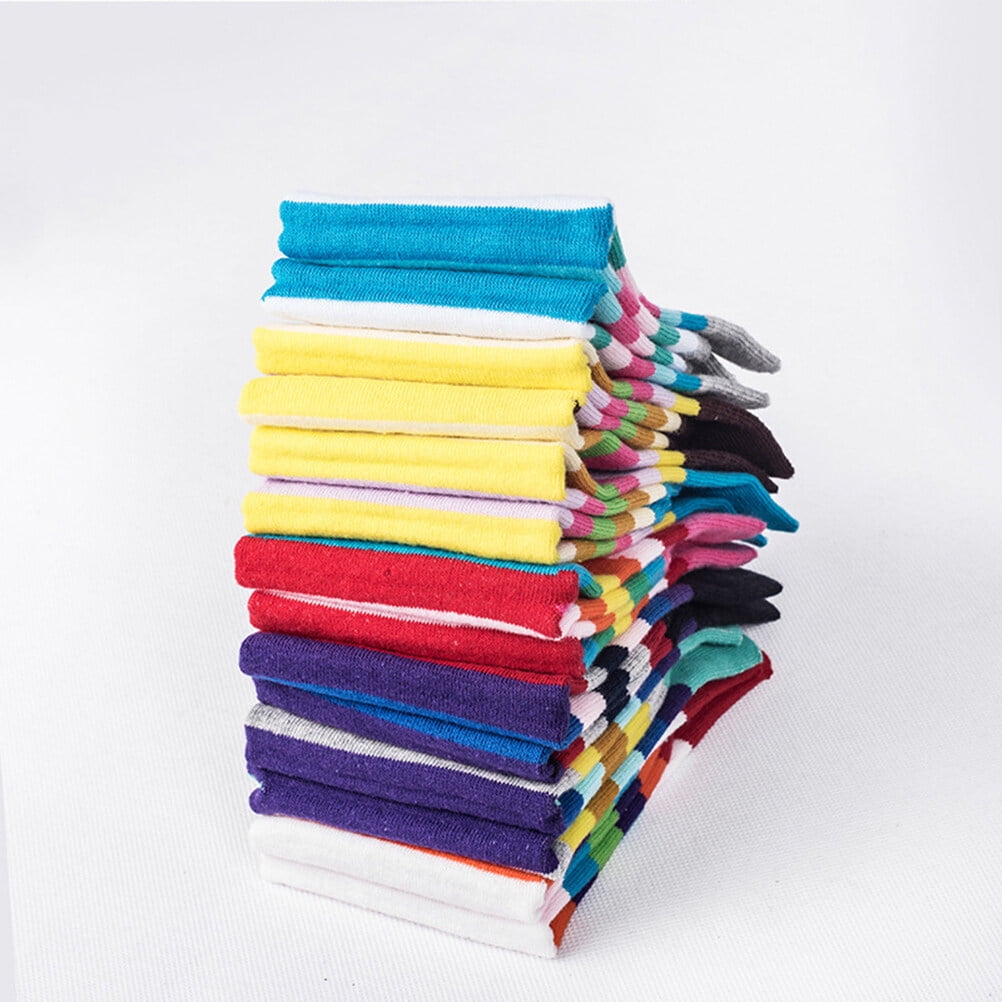 Women's Five Finger Socks Colorful Stripped Cotton 5 Toe Socks for ...