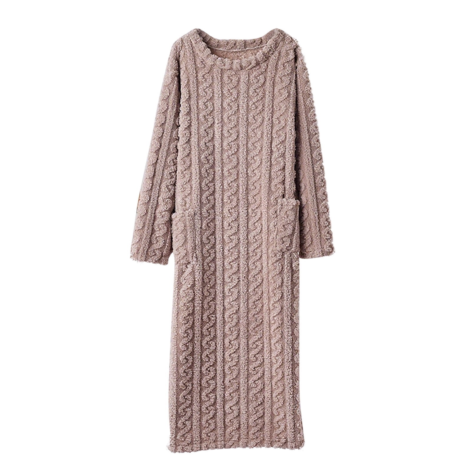 Women's Flannel Nightgown Fuzzy Fleece Cozy Plush Warm Winter Long ...