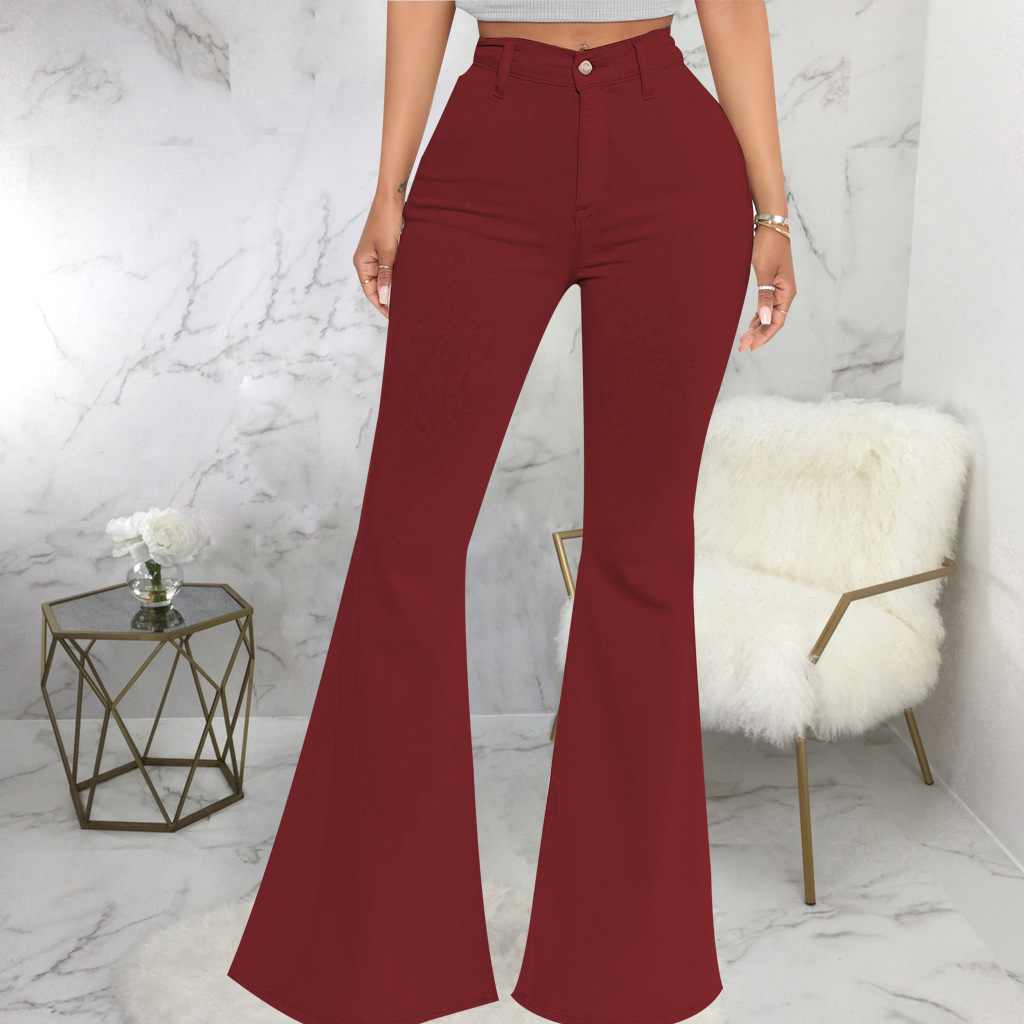 Women's Flare Bell Bottom Jeans Destroyed Flare Denim Pants 70s Outfits ...