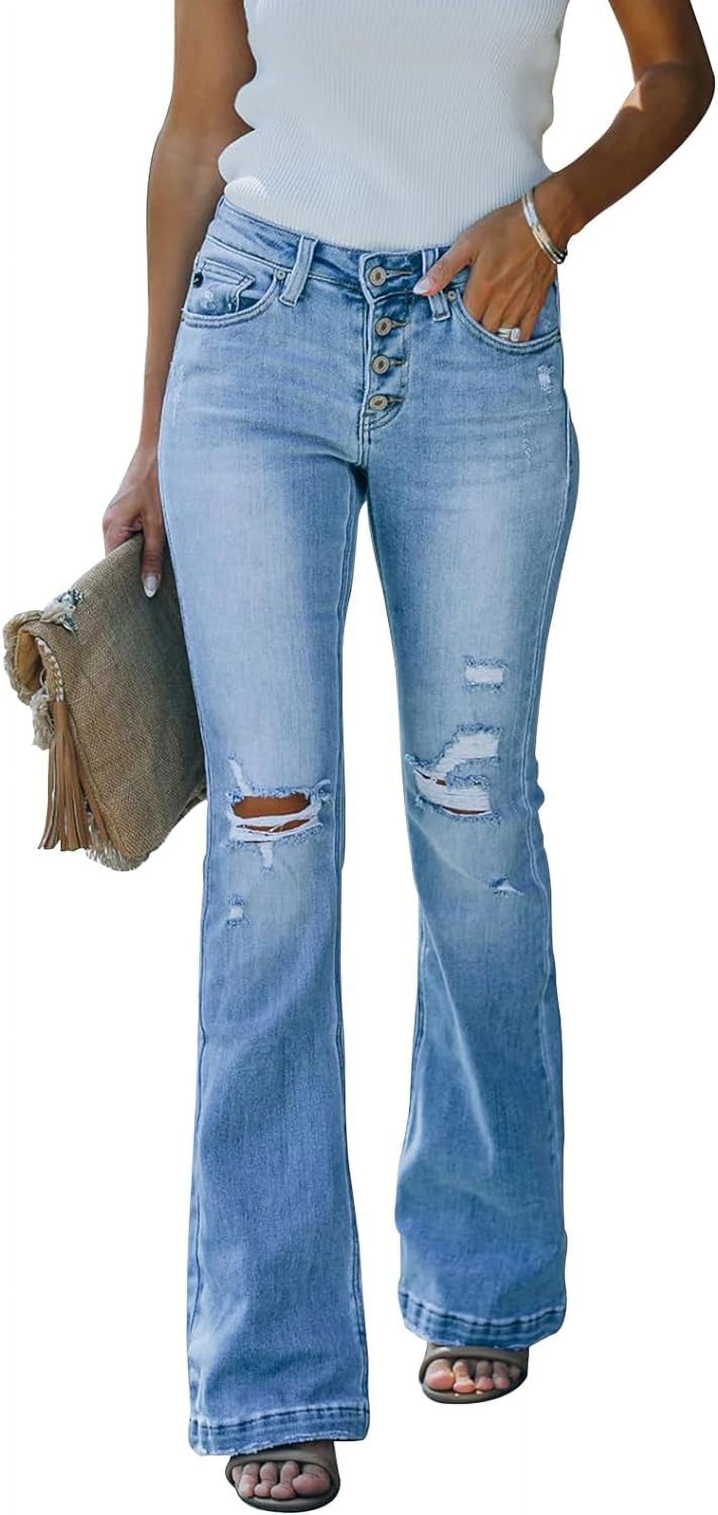 Women's Flare Bell Bottom Jeans High Waisted Wide Leg Bootcut Jeans ...