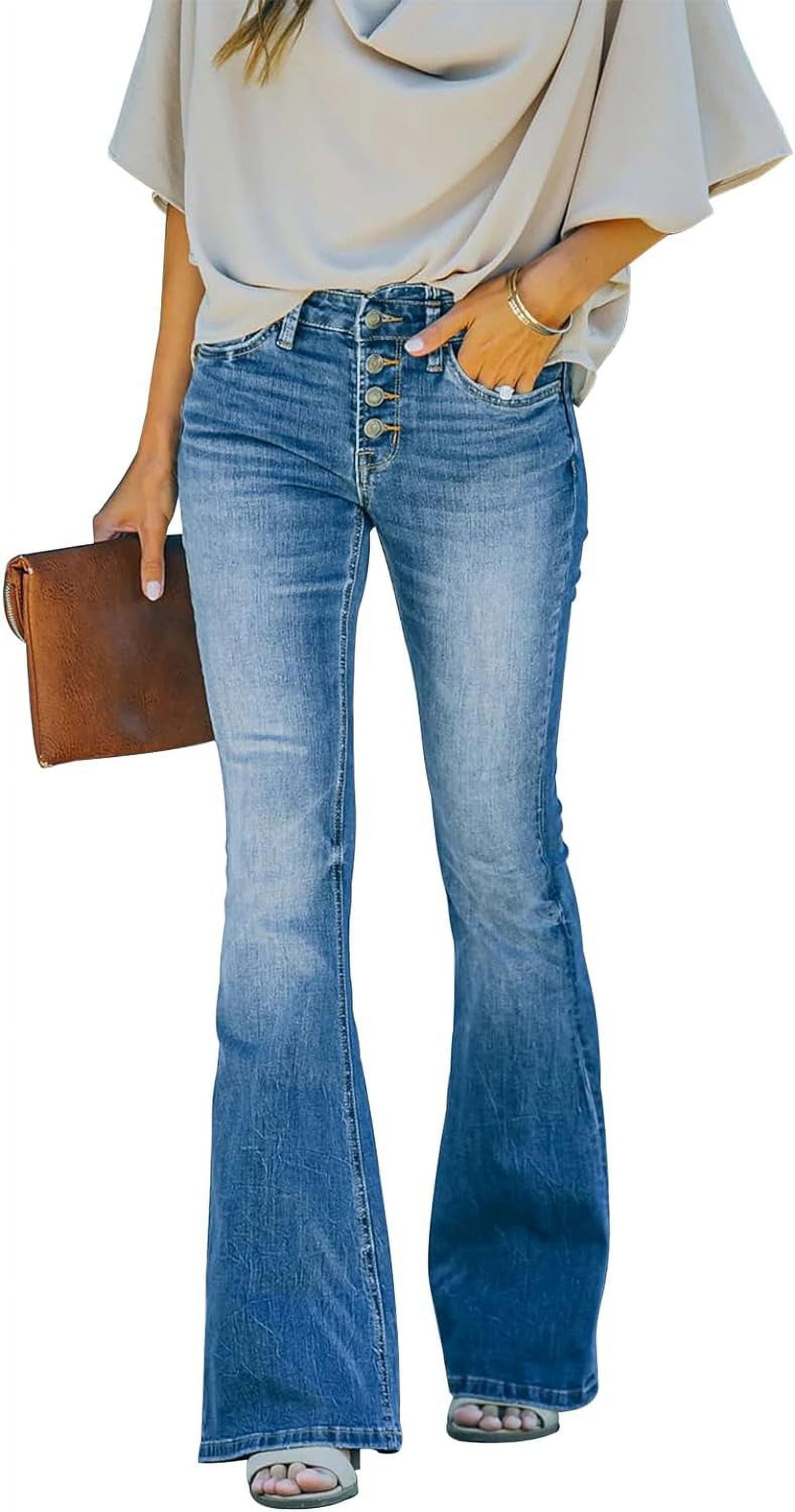Women's Flare Bell Bottom Jeans High Waisted Wide Leg Bootcut Jeans ...