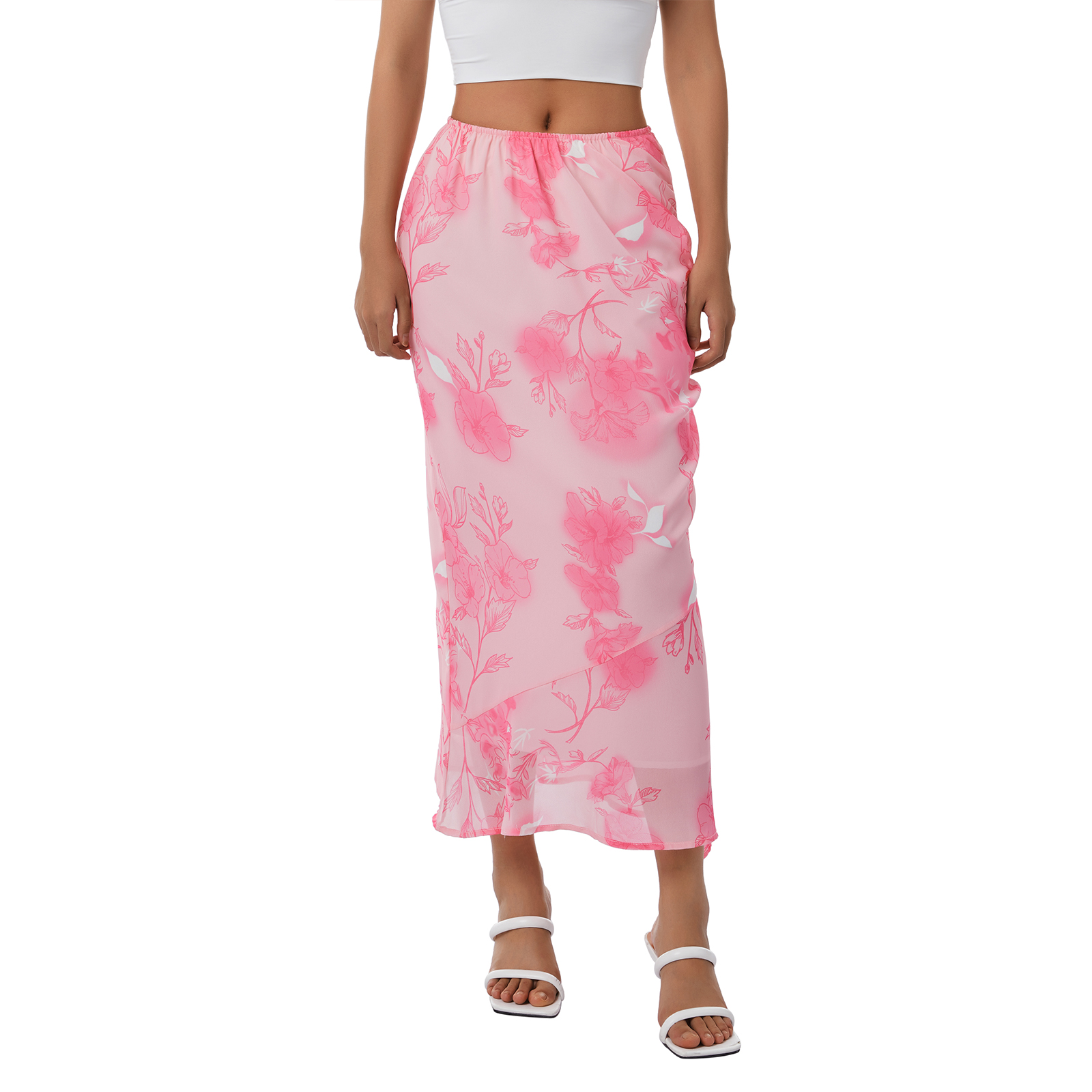 Women's Flared A-Line Midi Skirts Floral Fishtail Party Pencil Skirt ...