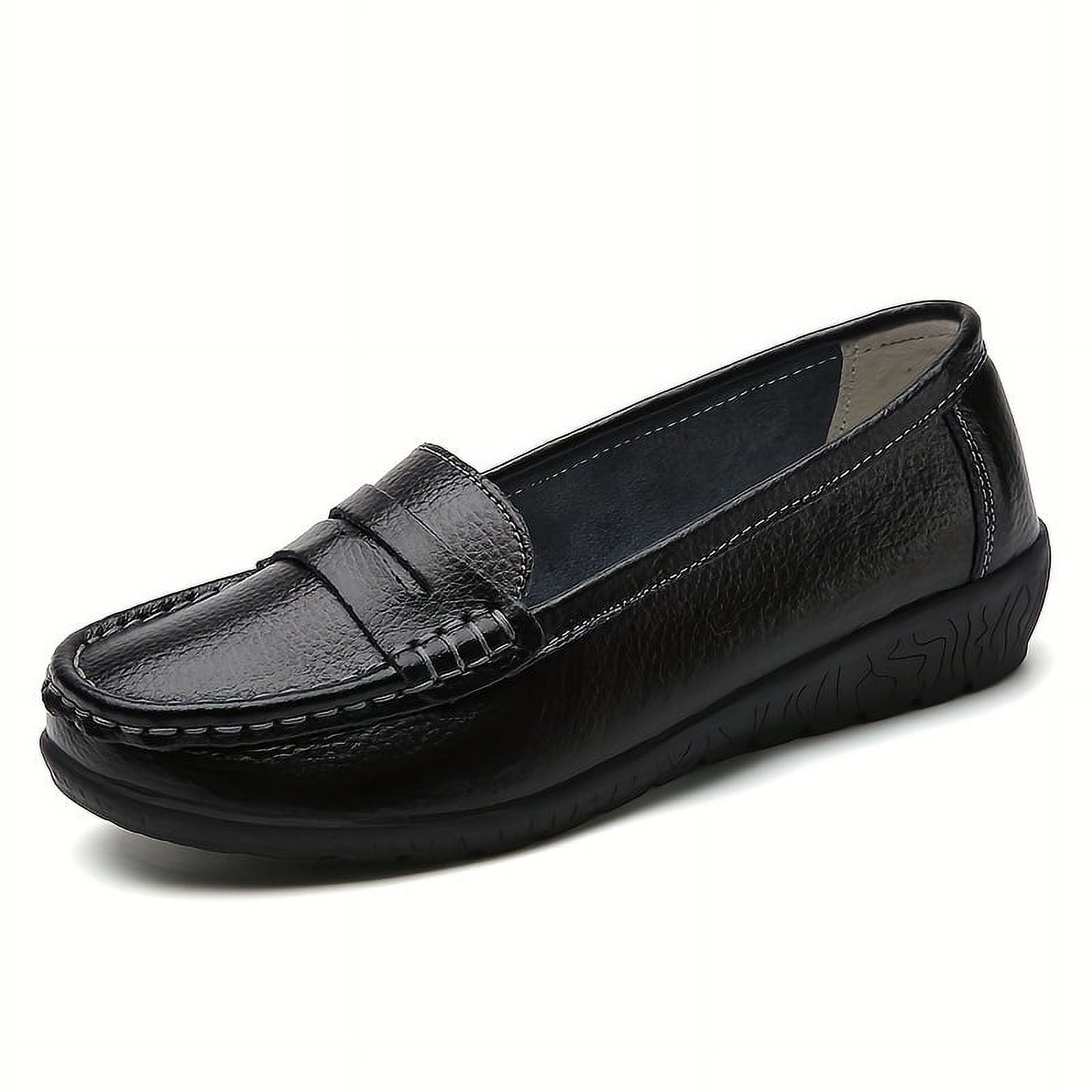 Women's Flat Penny Loafers, Leather Shoes, Preppy Style Slip On Casual ...