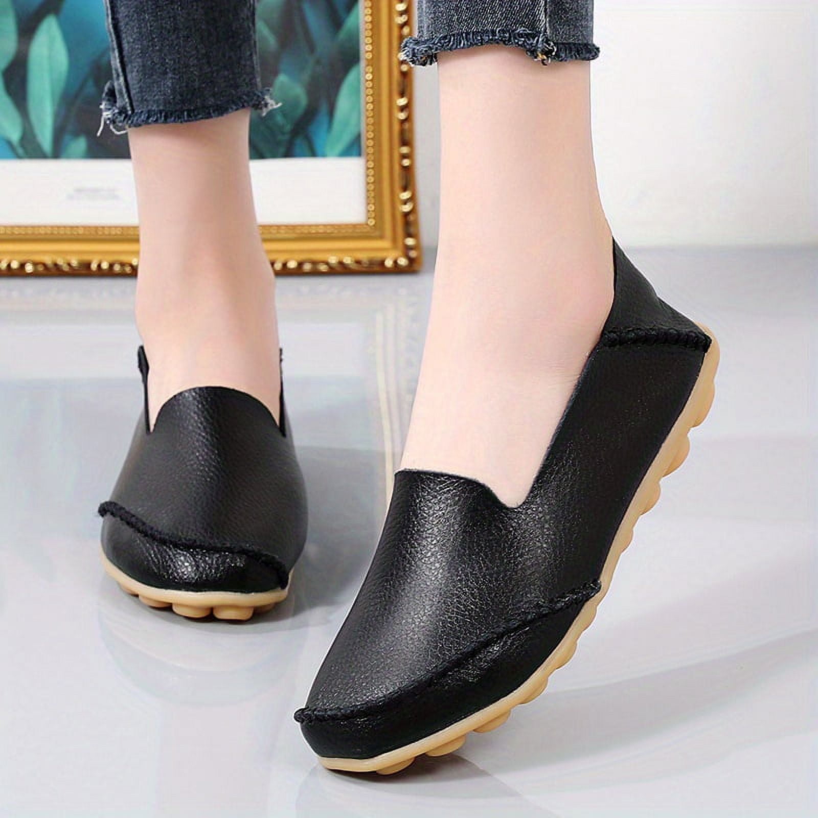 Women's Flat Penny Loafers, Leather Shoes, Preppy Style Slip On Casual ...