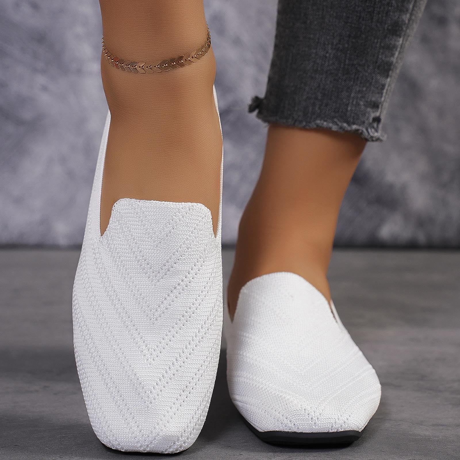 Women's Flats Shoes Pointed Toe Knit Washable Ballet Comfortable Dressy ...