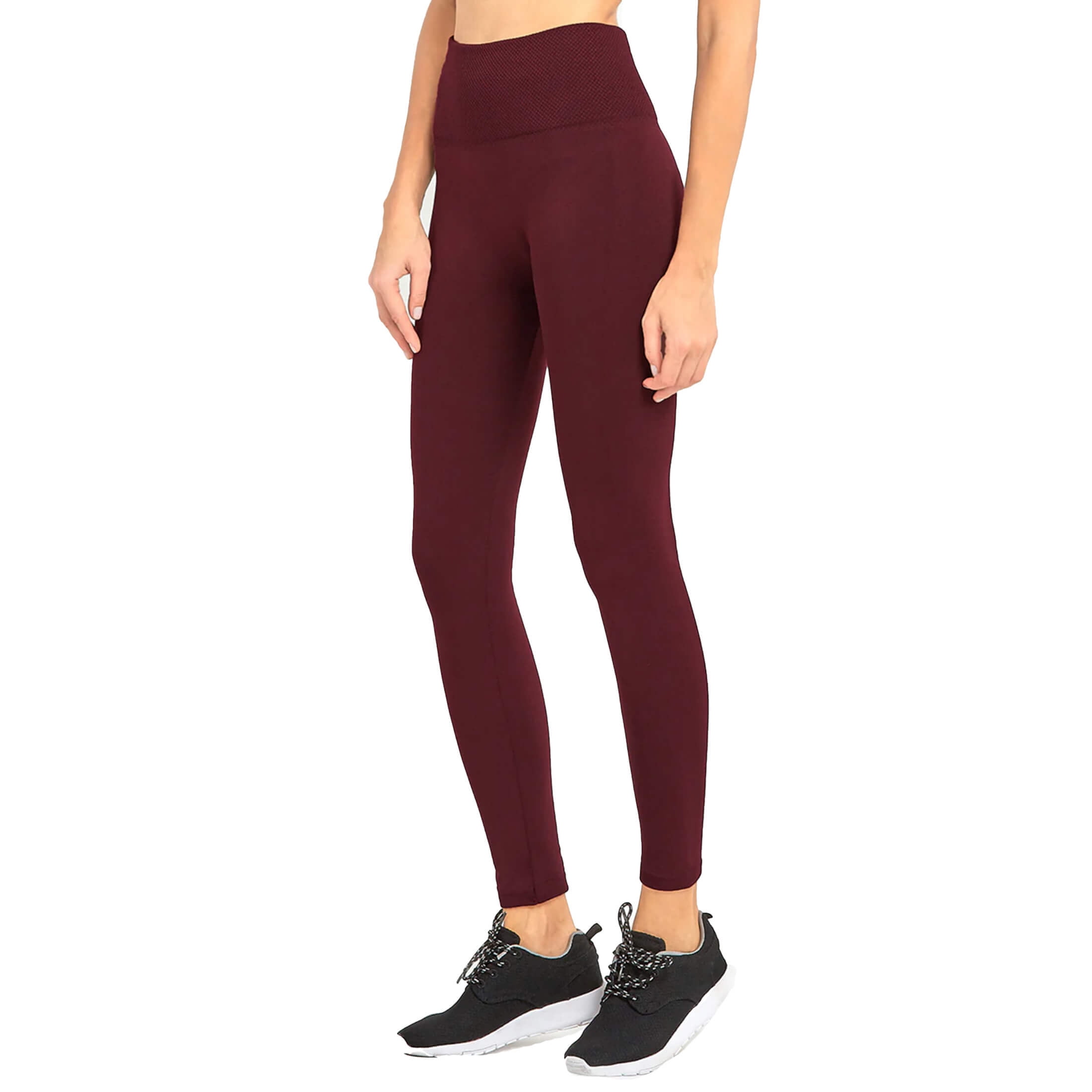 Women's Fleece Lined High Waisted Winter Warm Tights Leggings, Burgundy ...