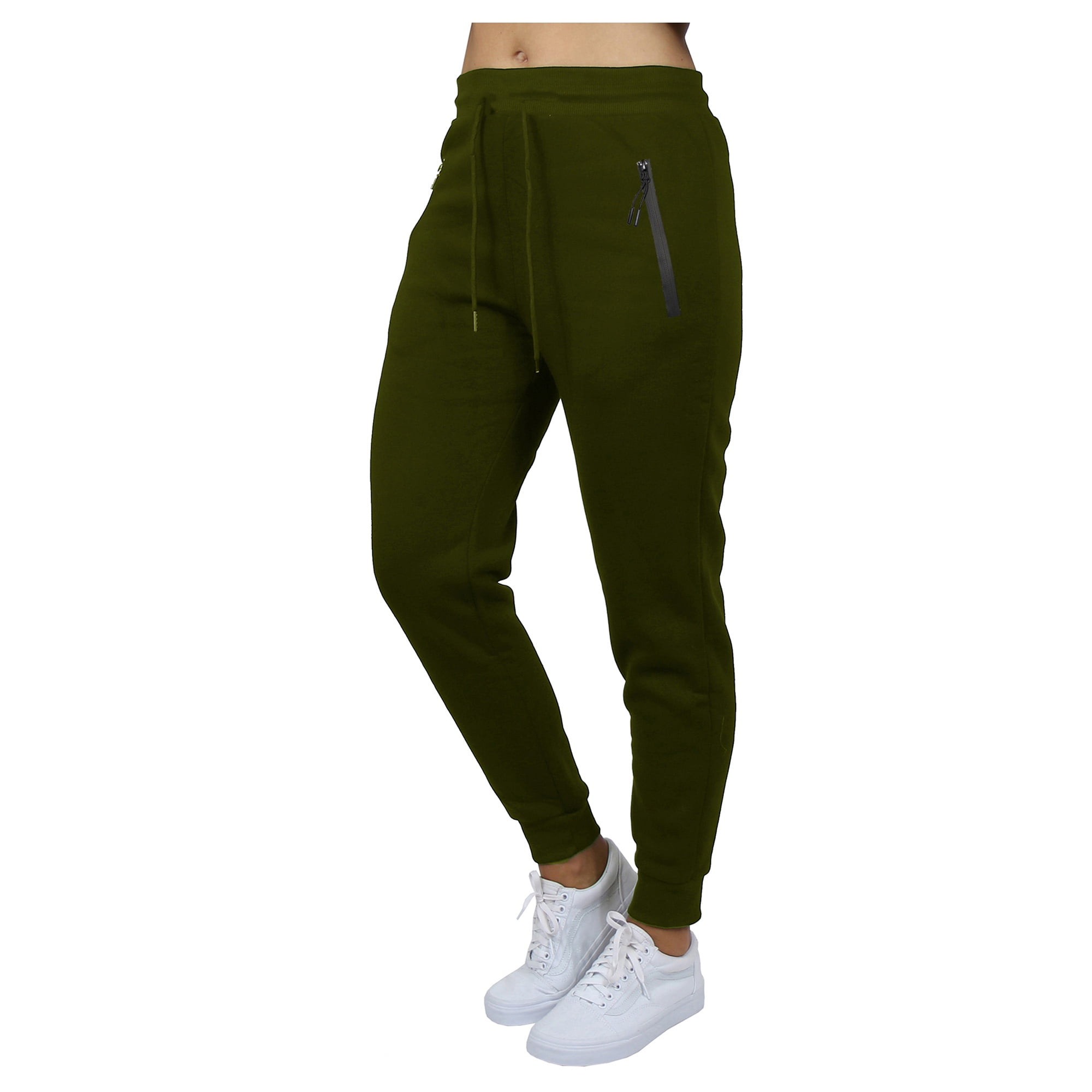 Women's Fleece-Lined Jogger Sweatpants With Zipper Side Pockets ...