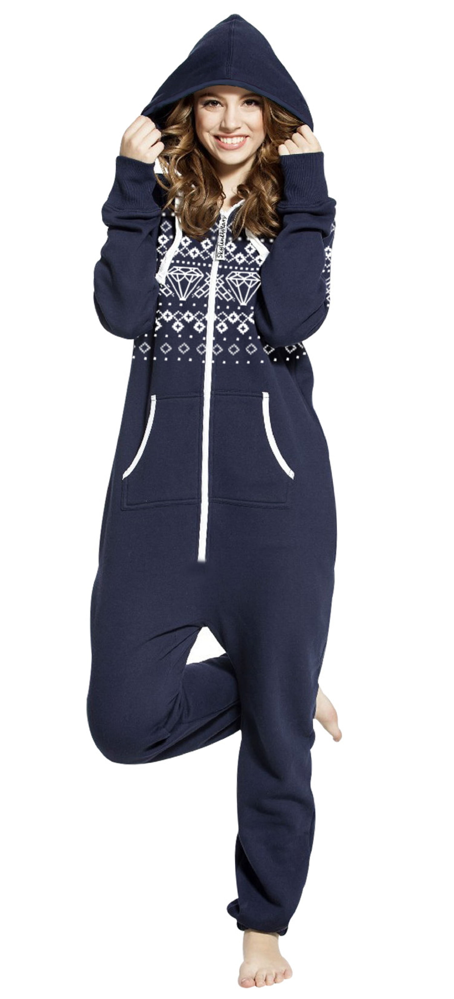 Women's Fleece Non-Footed One Piece Pajamas Sleepwear Adult Pajamas ...
