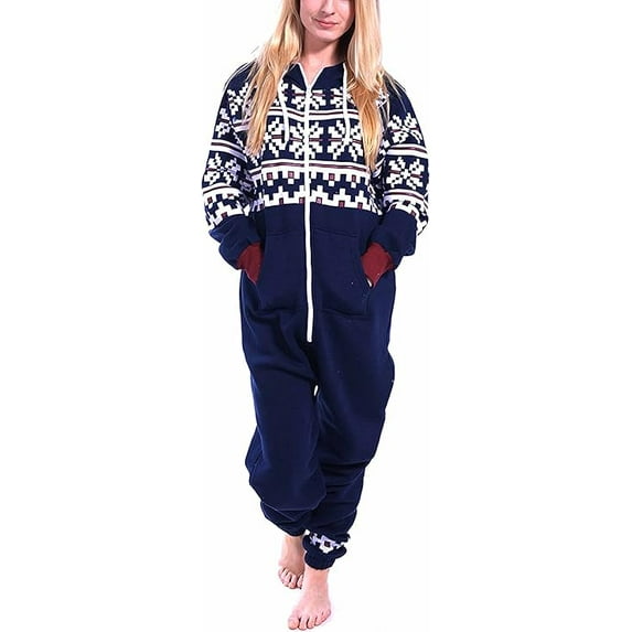 Women's Fleece Non-Footed One Piece Sleepwear Adult Hooded Pajamas ...